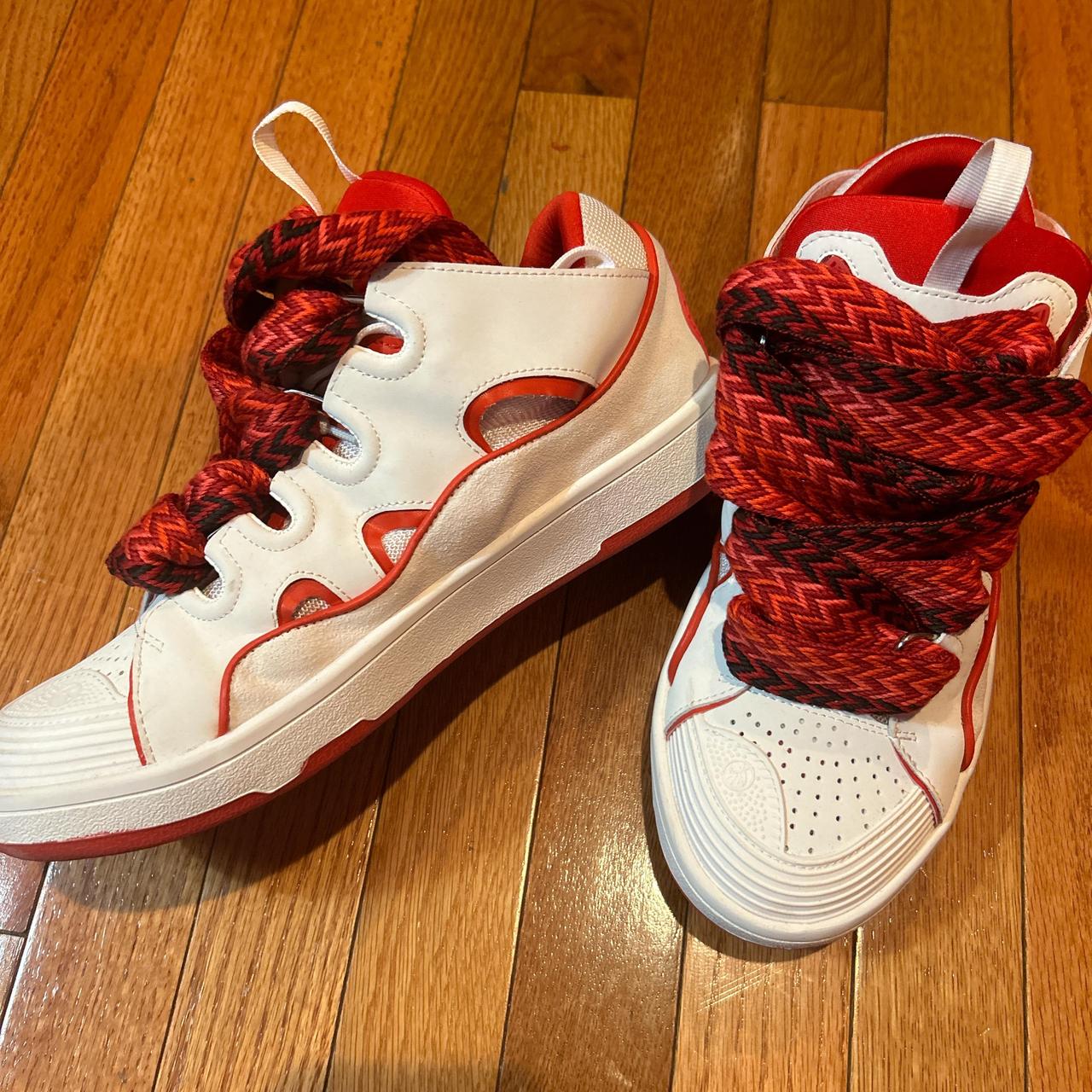 Red and White Lavins. Wore twice Size men: 8.5... | Depop