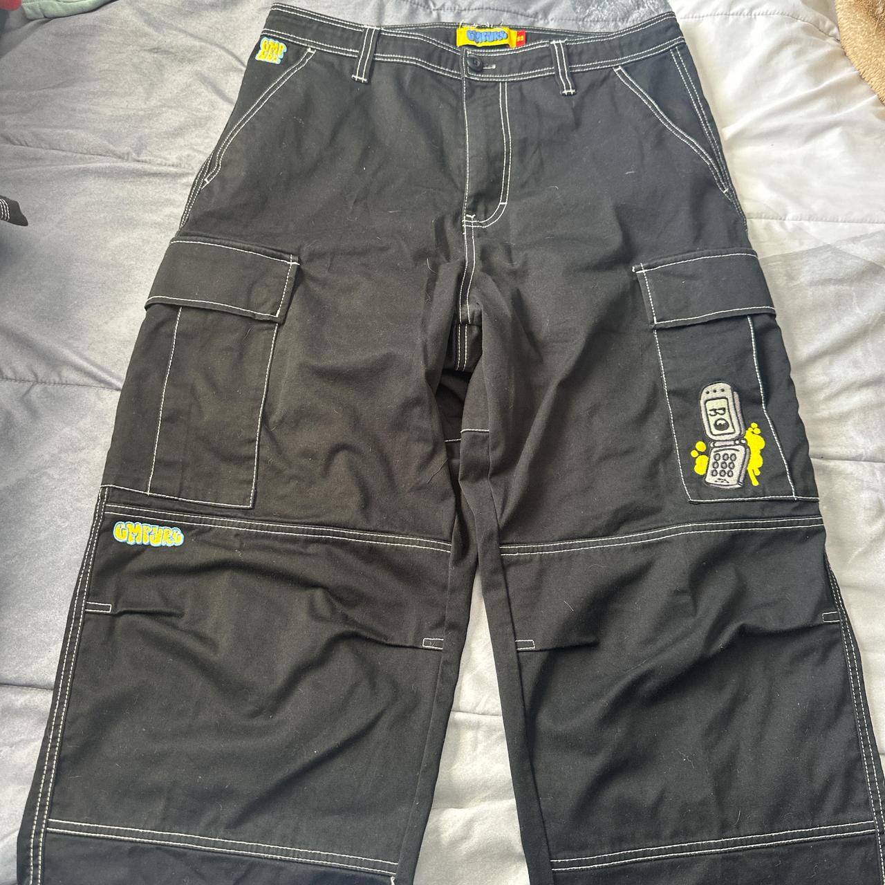 Black empyre cargo pants with design patch #skater... - Depop