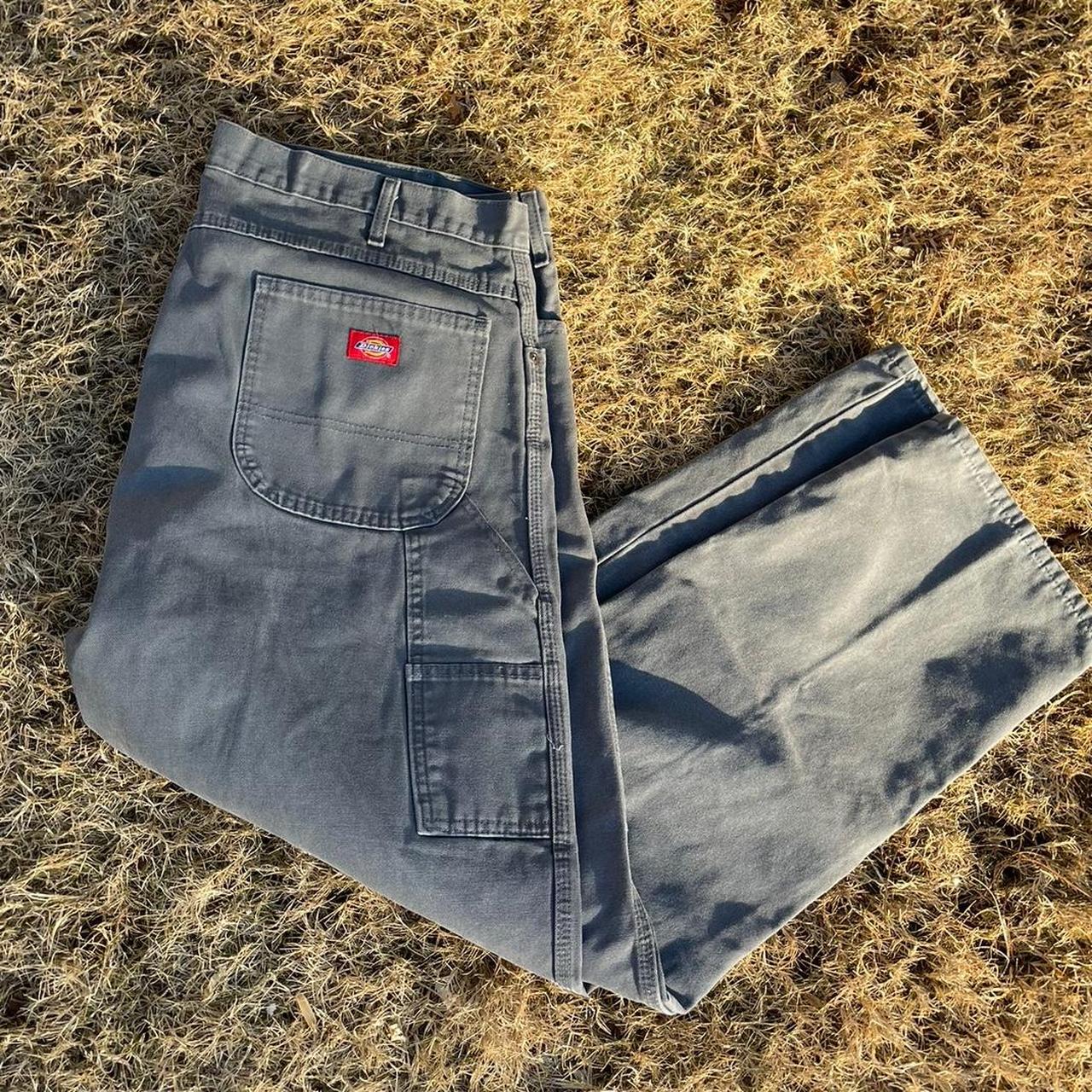 Grey Dickies carpenter pants with a relaxed fit... - Depop