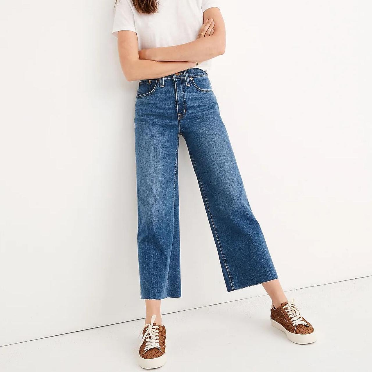 Madewell Slim Wide Leg Crop jeans. Great medium wash... - Depop