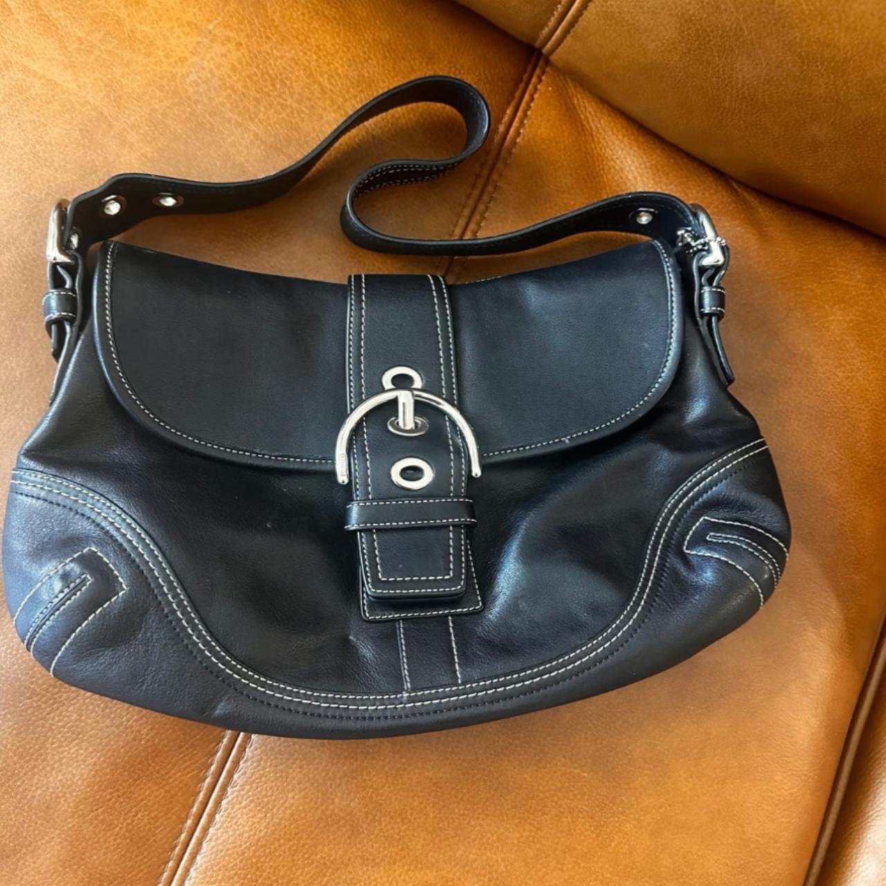 Black leather Coach SoHo flap please see the photos... - Depop