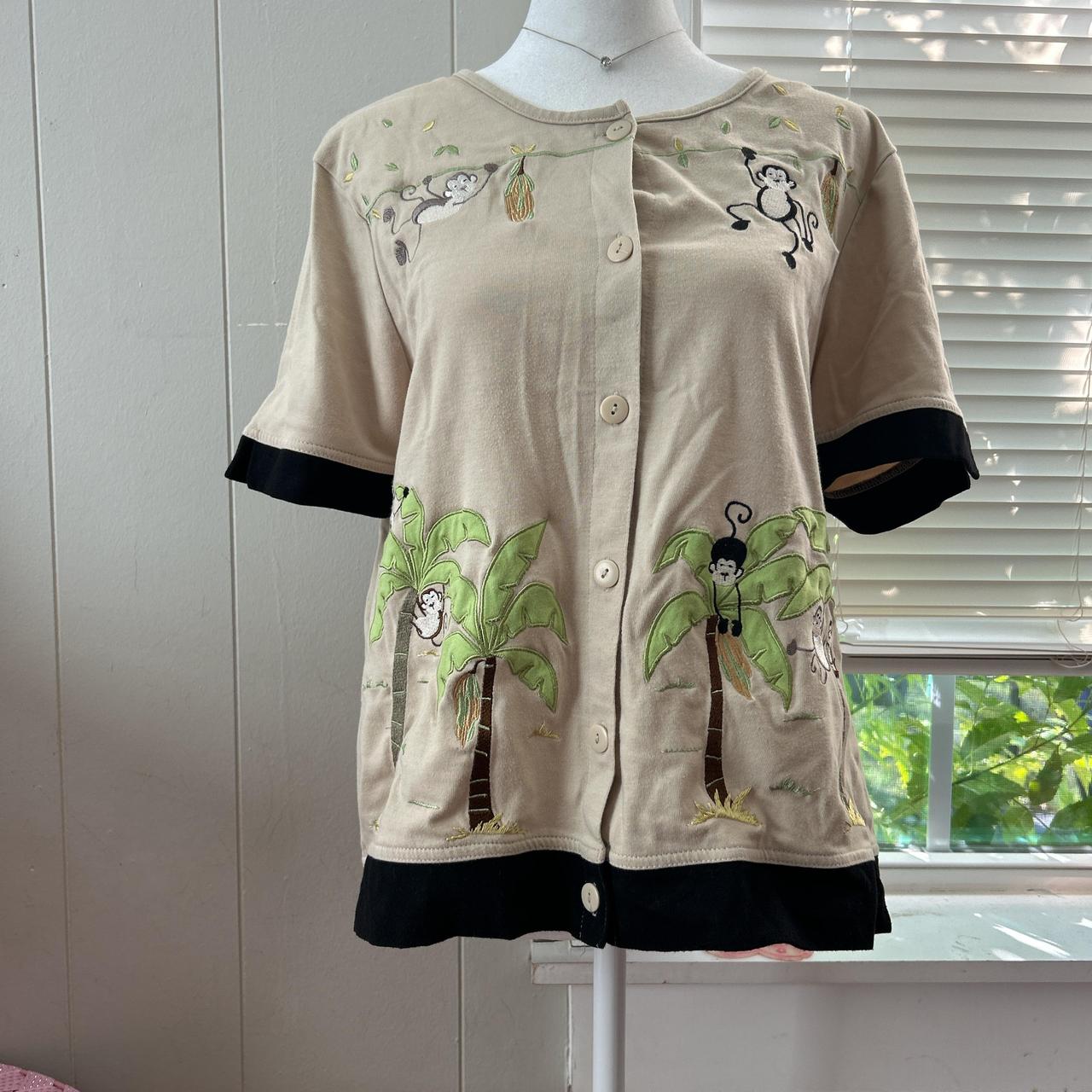 Vintage Monkeys Button Up Shirt Size Large Good... | Depop