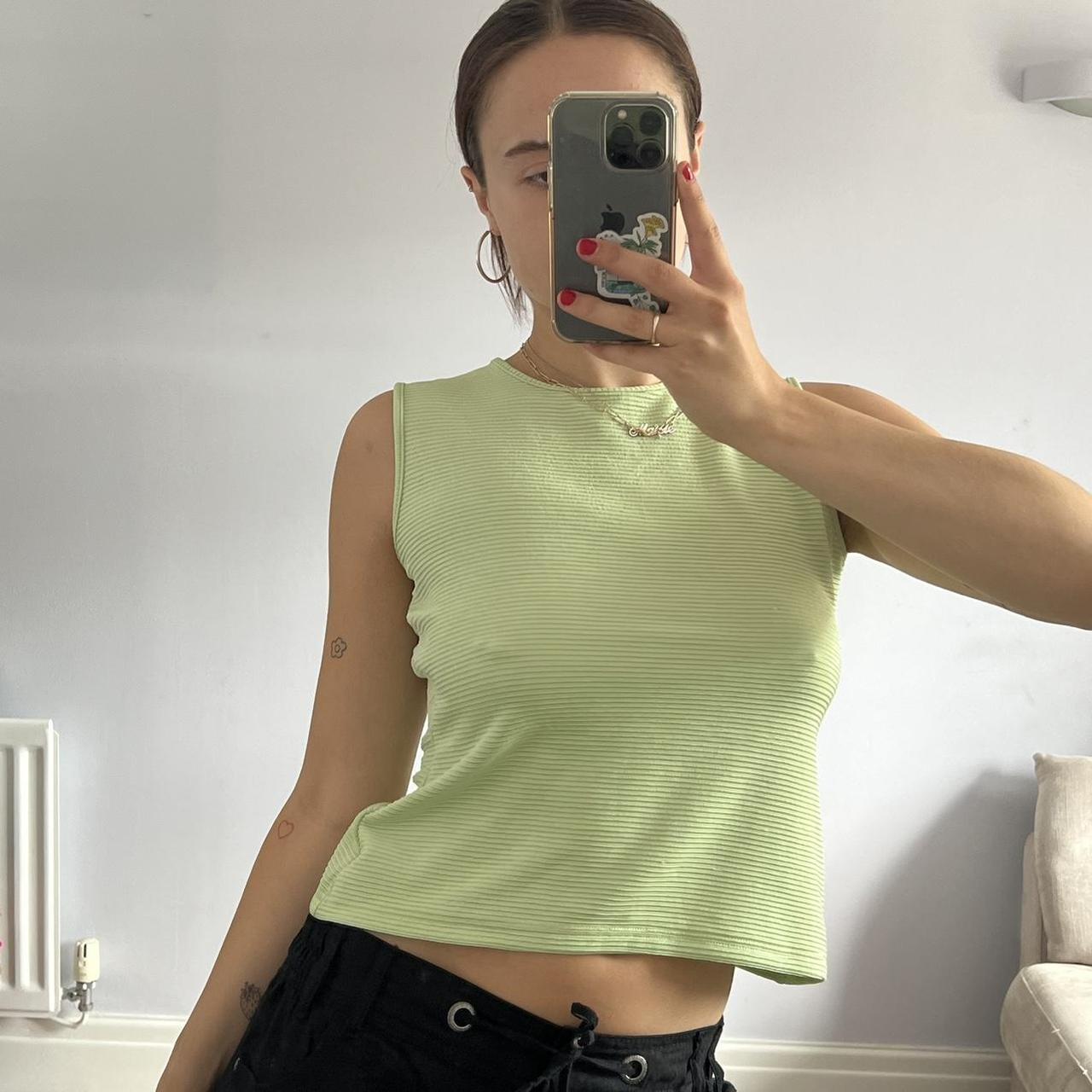 green y2k textured yak top vest, perfect condition... - Depop