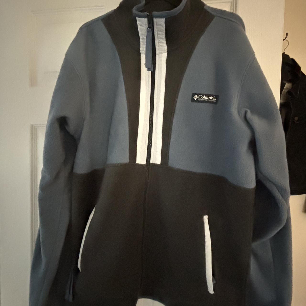 Men’s Blue and Grey Columbia Fleece Jacket UK SIZE... - Depop
