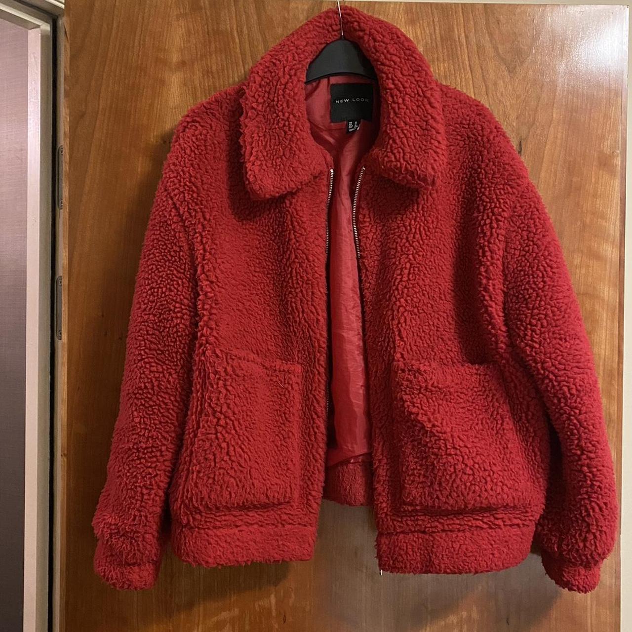 New Look Red Teddy Coat Size M - i’m an 8 and it’s... - Depop