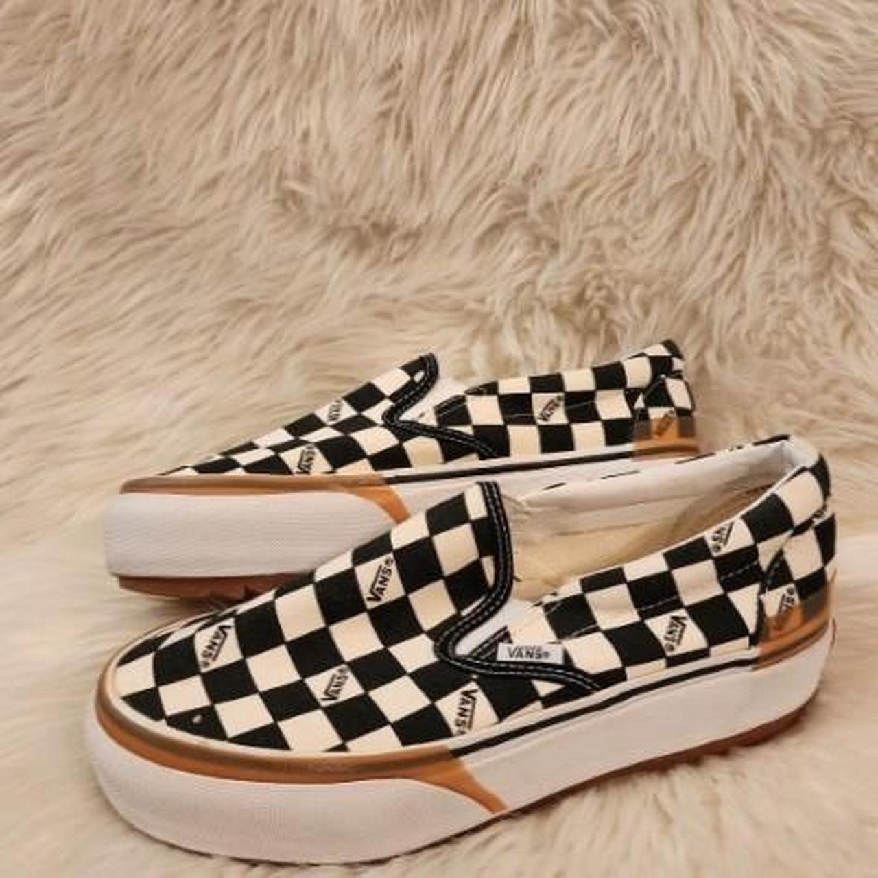VANS Era Stacked Checkerboard Platform Slip On Shoes - Depop