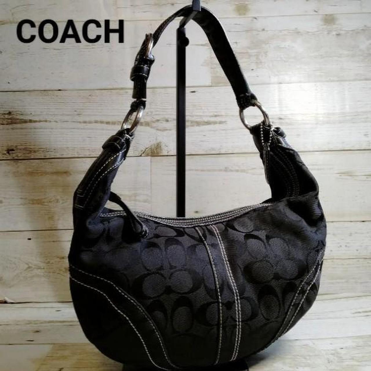 COACH One Shoulder Half Moon Signature Black - Depop