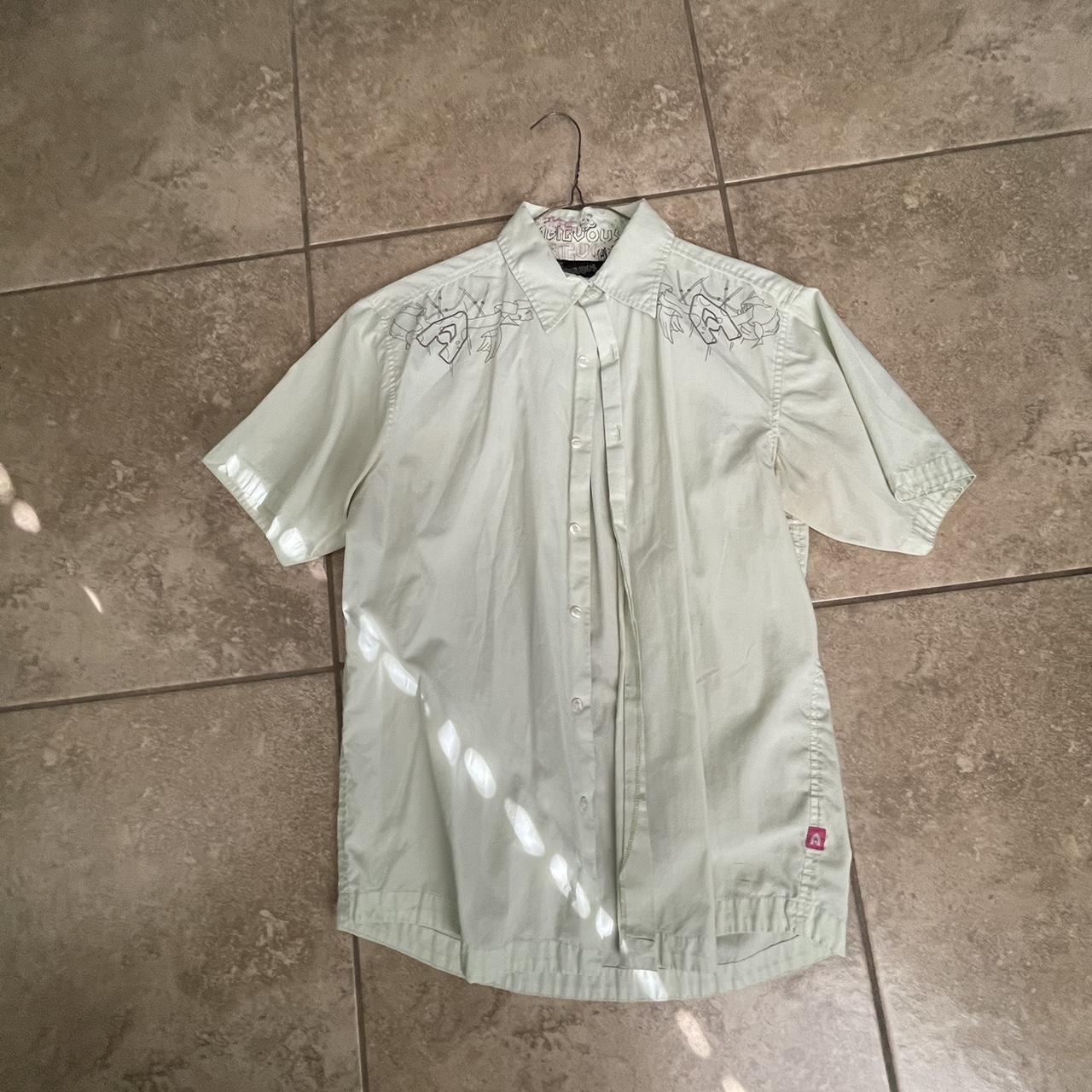 Light green button up shirt - Depop