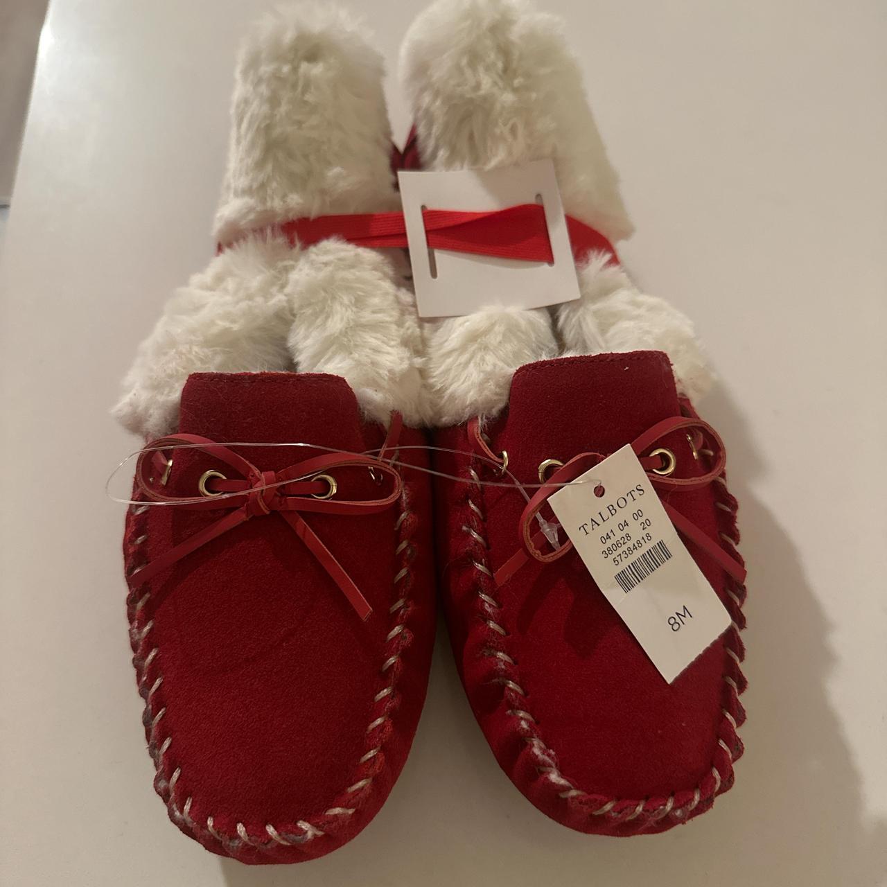 Red and white faux fur slippers. Brand new. ... - Depop