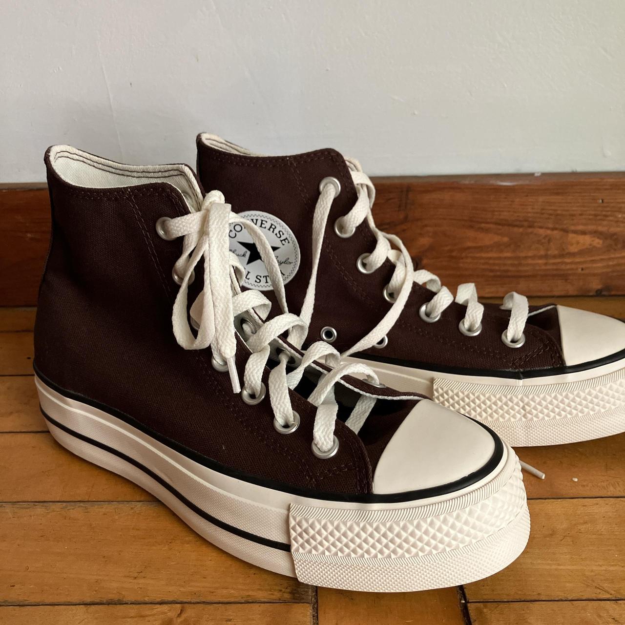 Brown platform converse, size: woman’s 6.5 men’s 4.5 - Depop