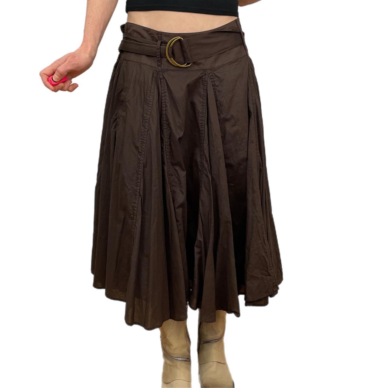 Vintage Y2K Full Chocolate Brown Cotton Midi Skirt,... | Depop