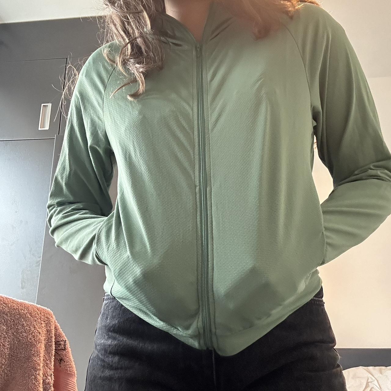 Uniqlo Green zip-up drift sweatshirt - super comfy... - Depop