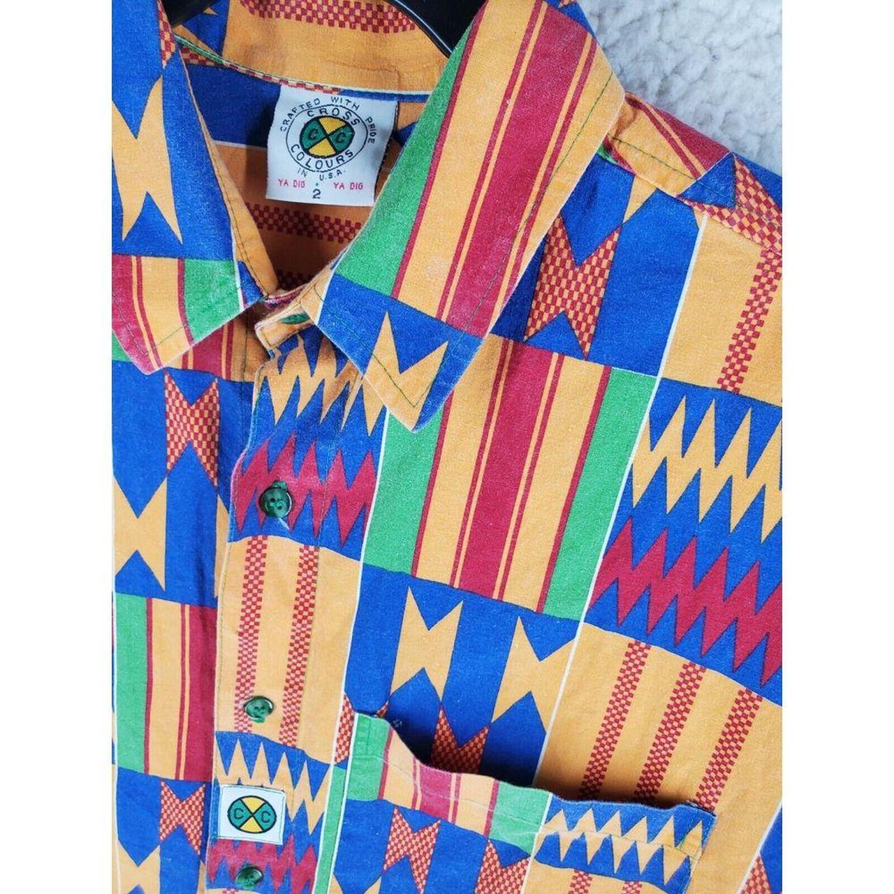 Vtg Cross Colours Shirt Men 2 US XL/2XL Button SS... | Depop