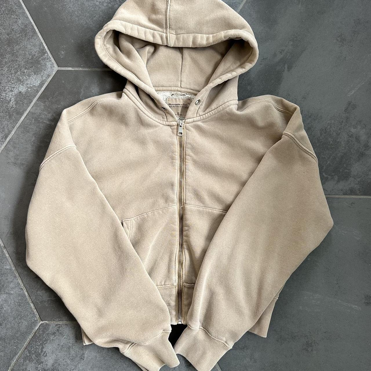 tan zip up hoodie - Depop
