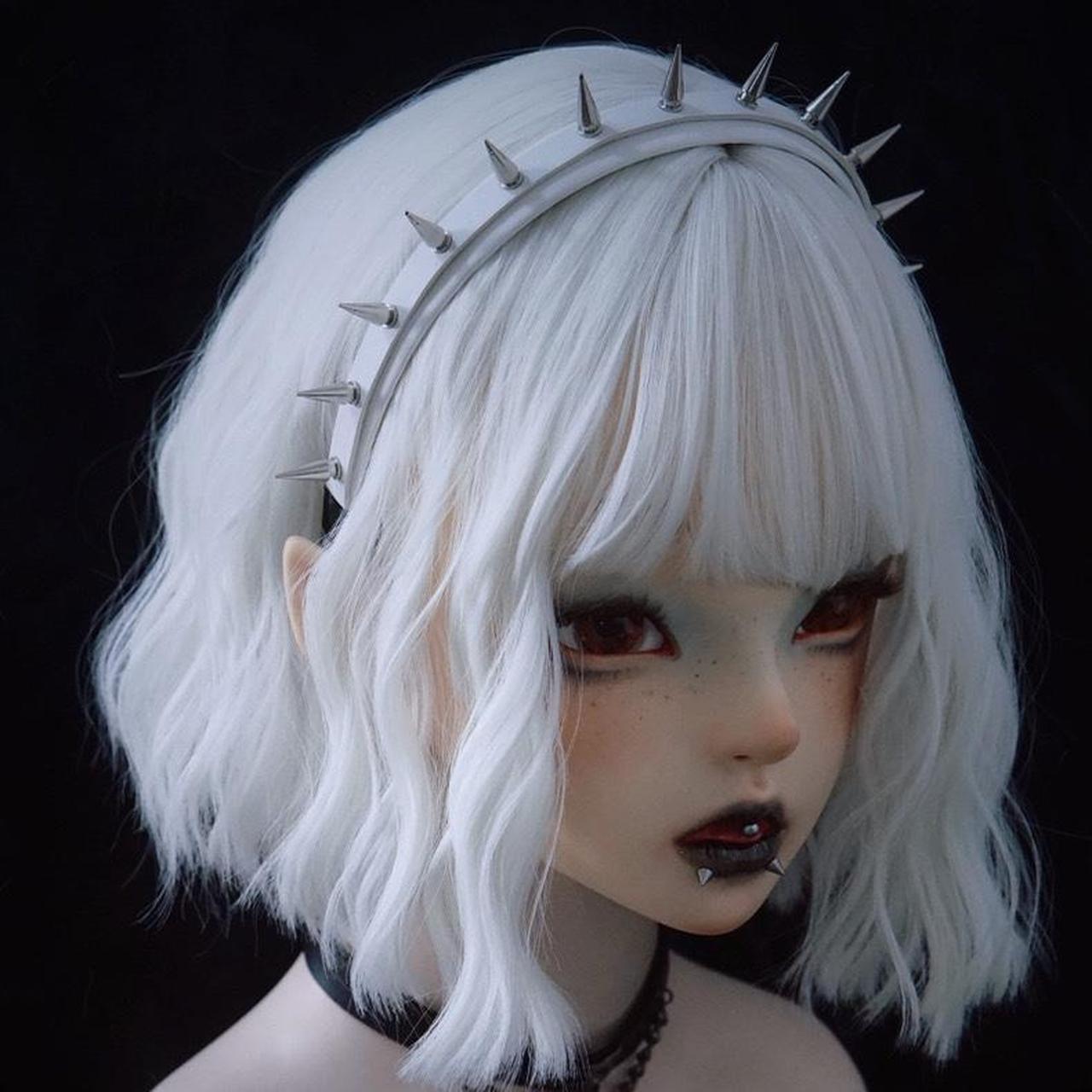 White Leather Spike Headband - Gothic Punk Accessory... - Depop