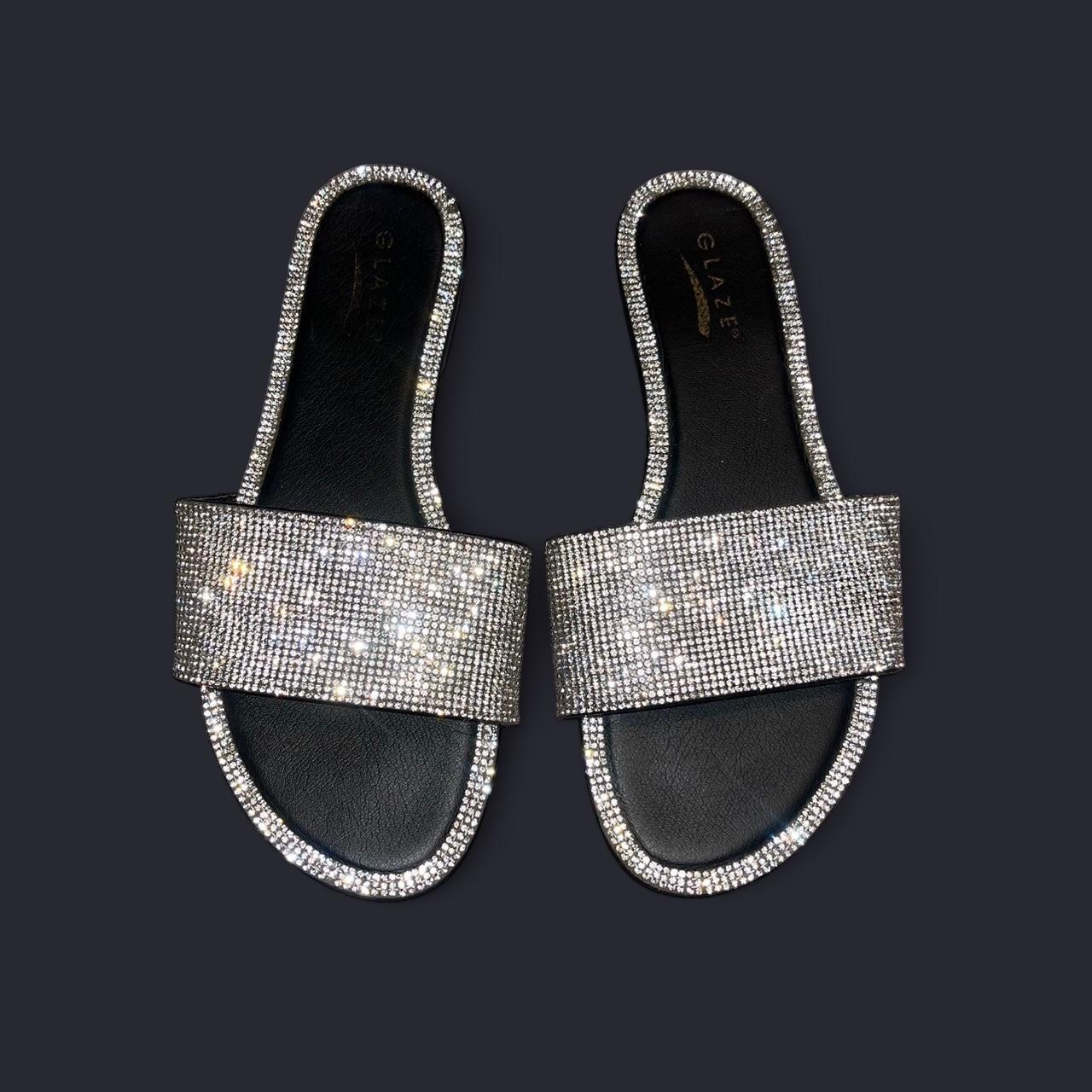 Silver rhinestone sandals with a touch of glamour... | Depop