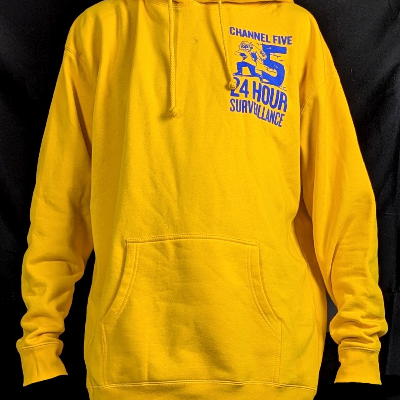 Orange Channel 5 "24 hour surveillance" hoodie. XL.... | Depop