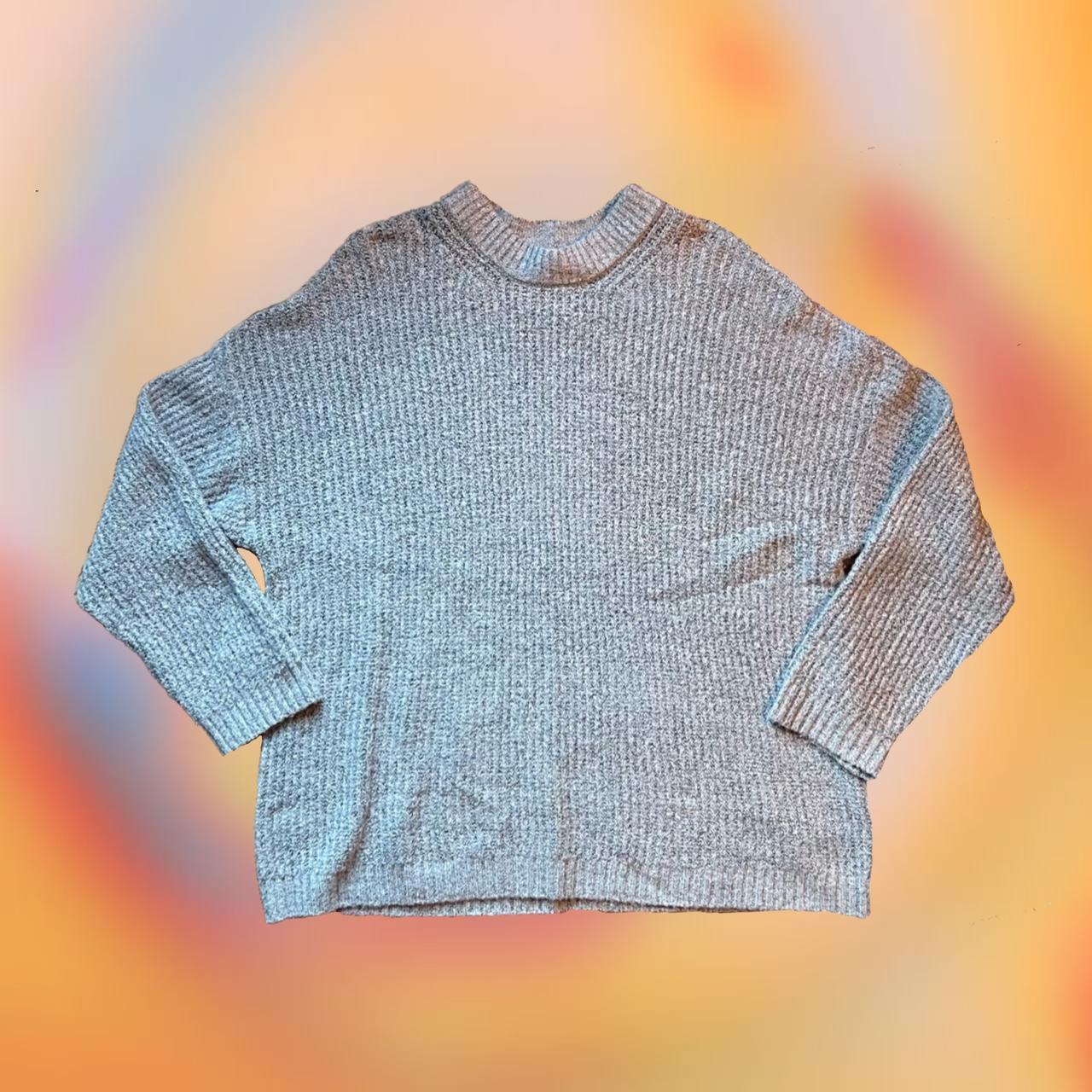 grey american eagle cozy sweater 🧸 ݁ ⠀ ⠀ ღ -... - Depop