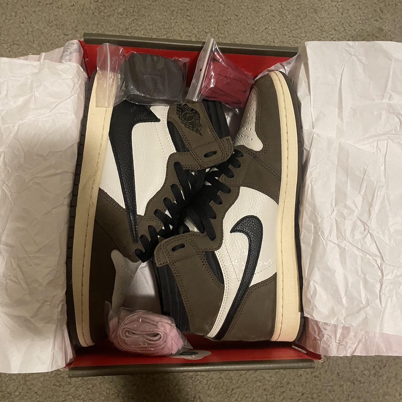 Travis Scott Jordan 1 OG high SP Dark Mocha Size 9.5 - Depop