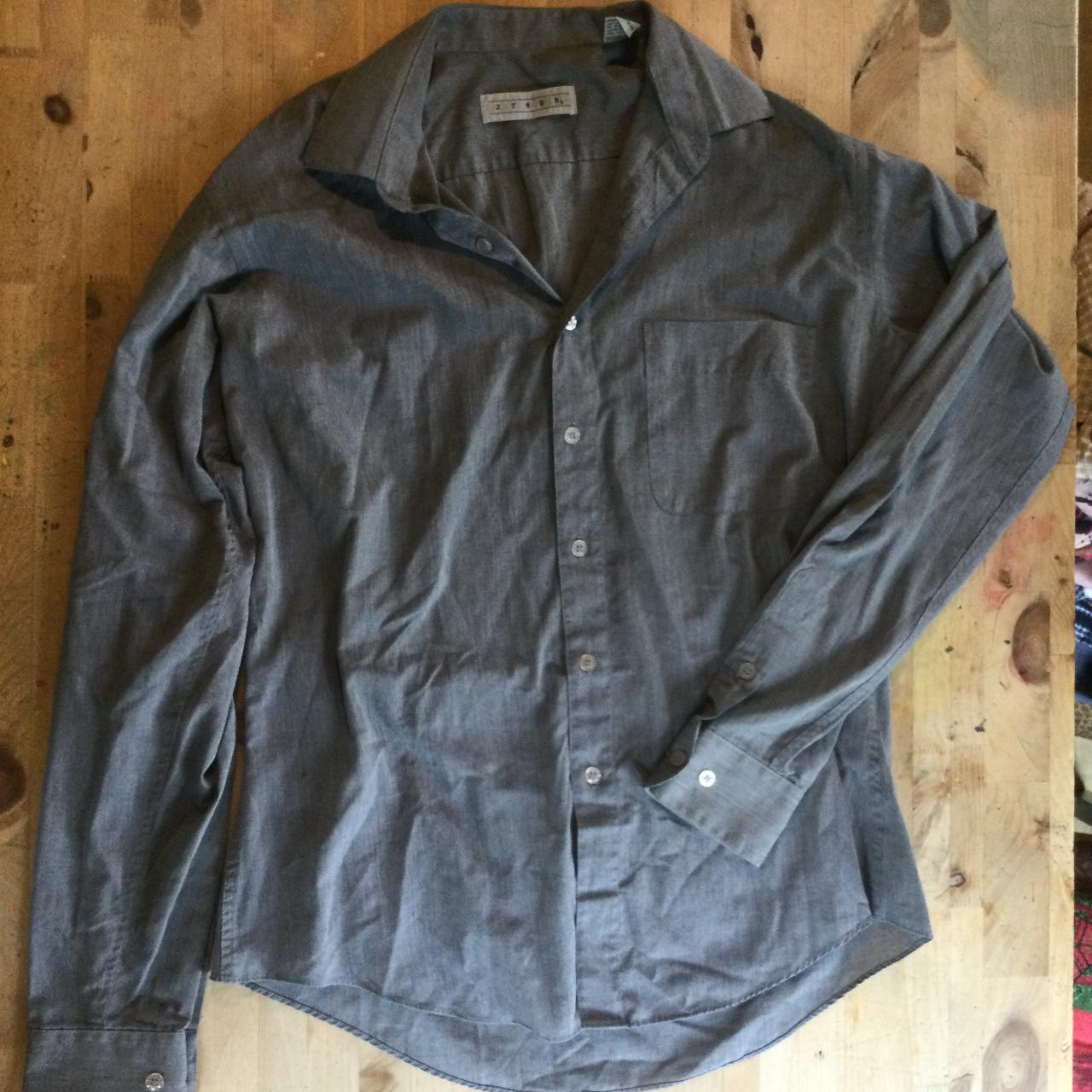 Large grey button up dress shirt by J.Todd, worn... - Depop