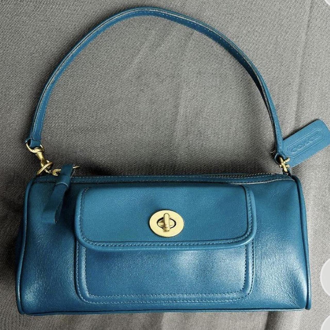 COACH Vintage Penelope Demi Blue Leather Shoulder... - Depop