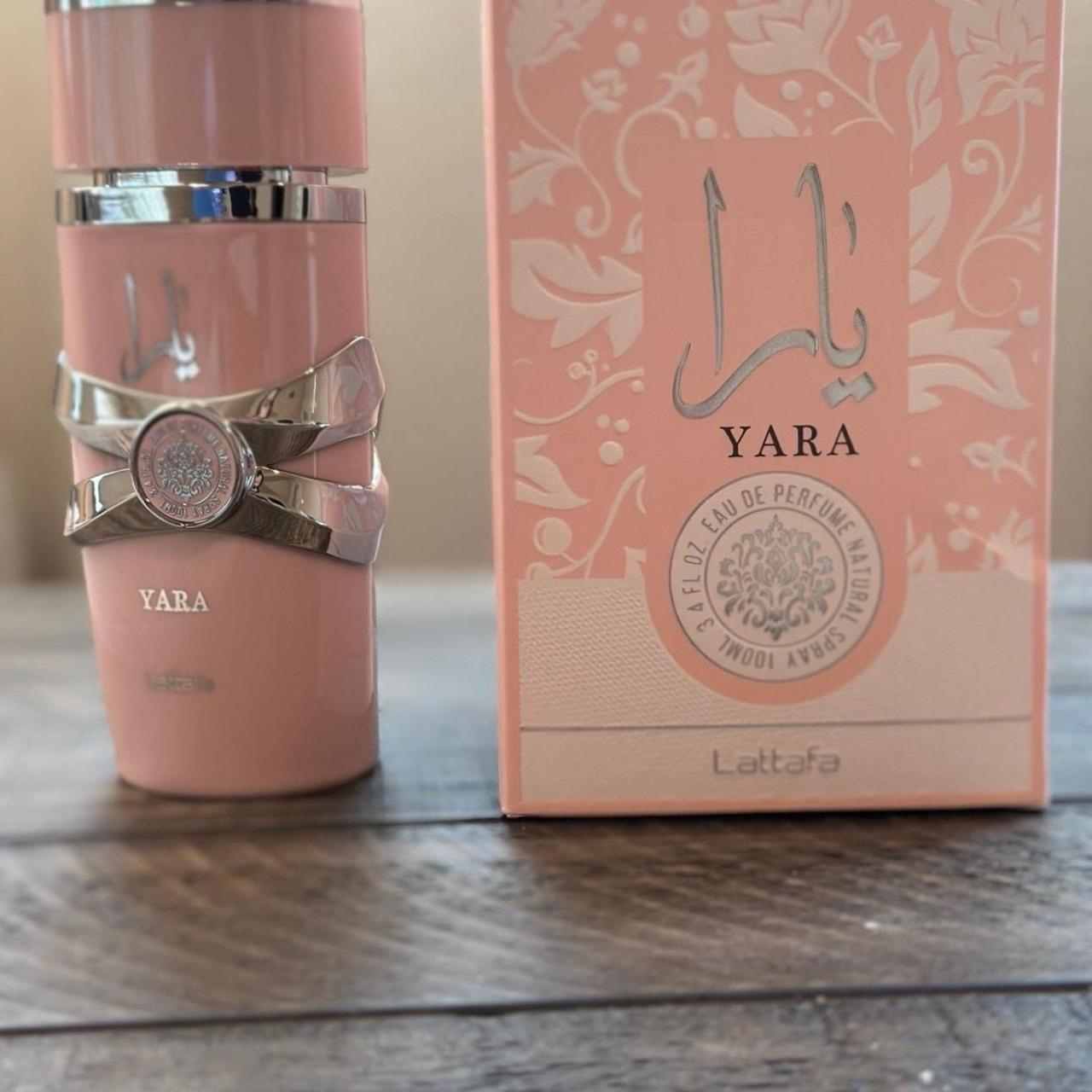 Yara by Lattafa perfume in pink and silver #perfume - Depop
