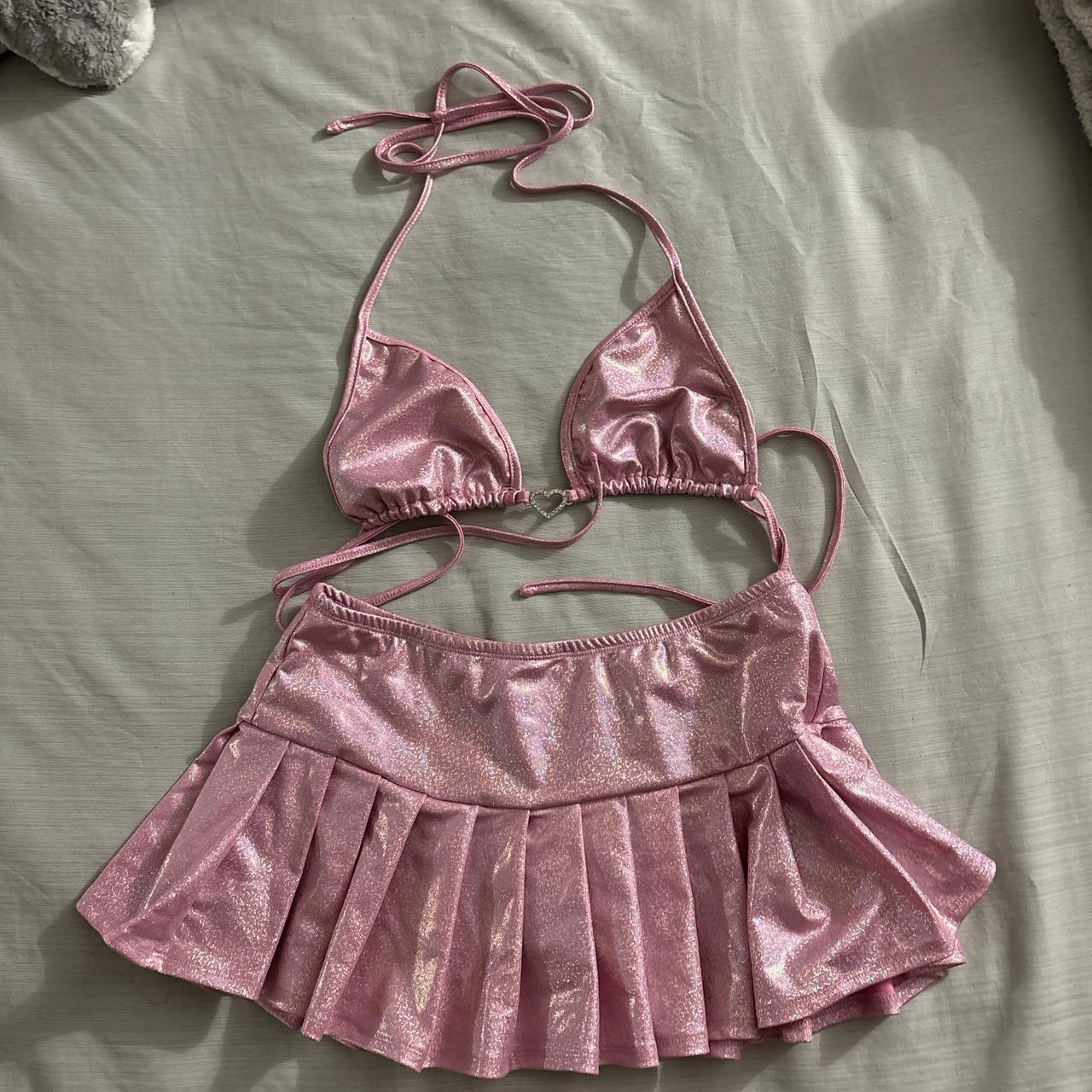 Pink Sparkly Two Piece Set Size M In amazing... - Depop