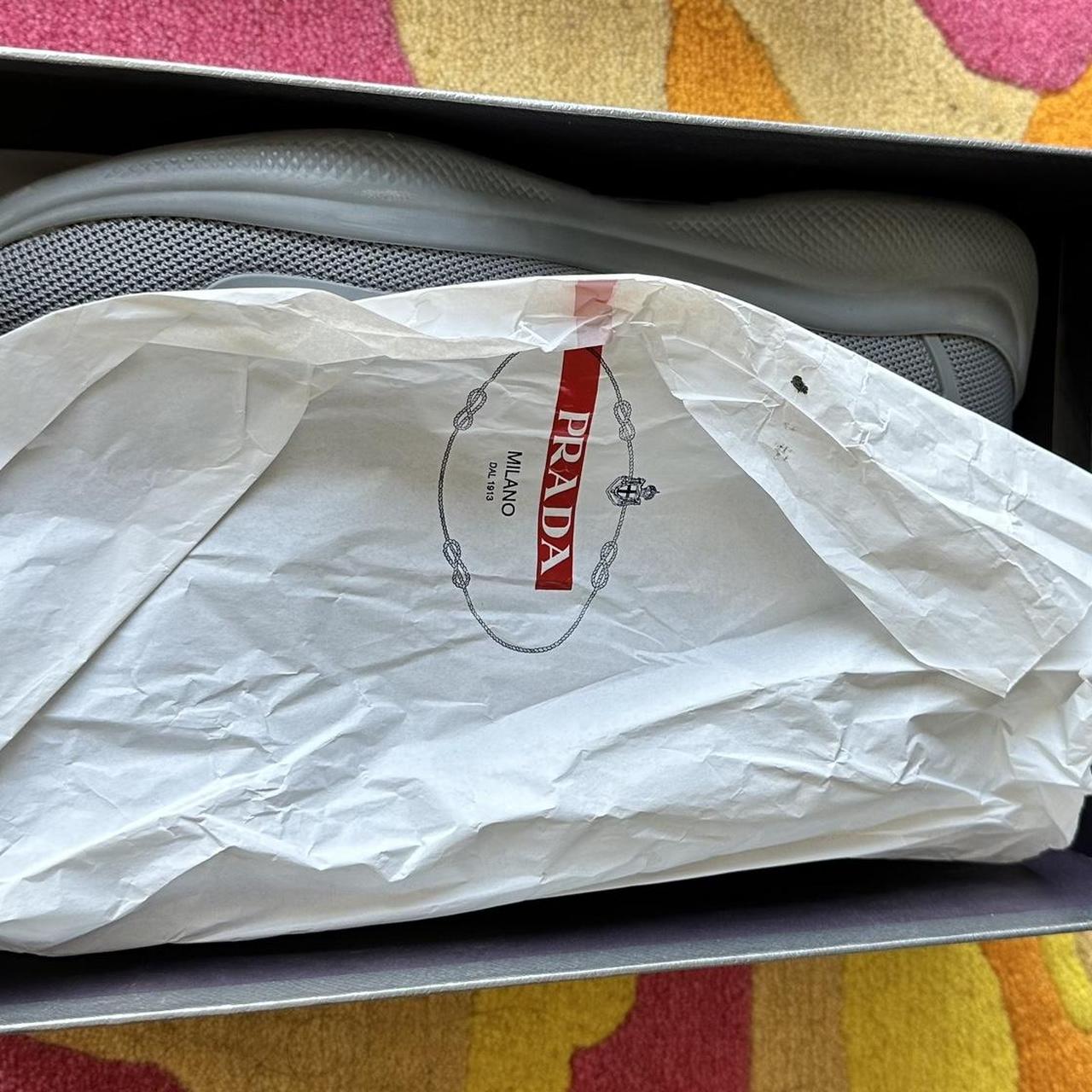 Prada Knit Trophy Runner Trainers UK 9 grey worn 3-4... - Depop