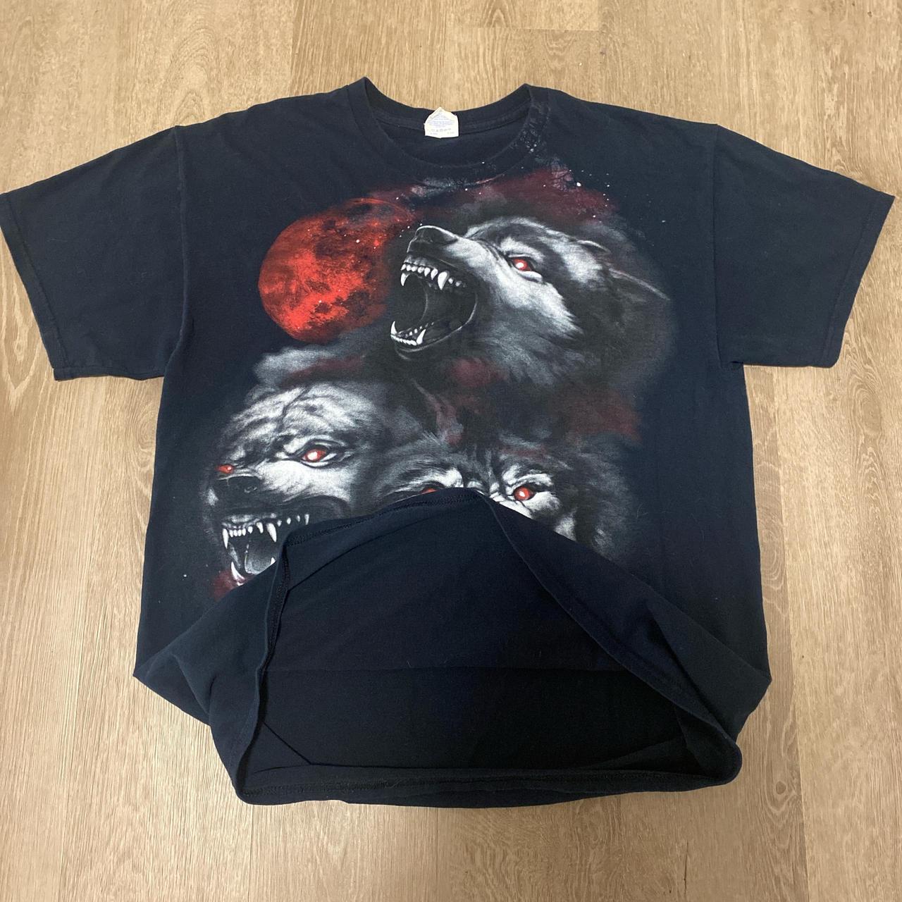y2k wolf graphic tee front graphic, no flaws #y2k... | Depop