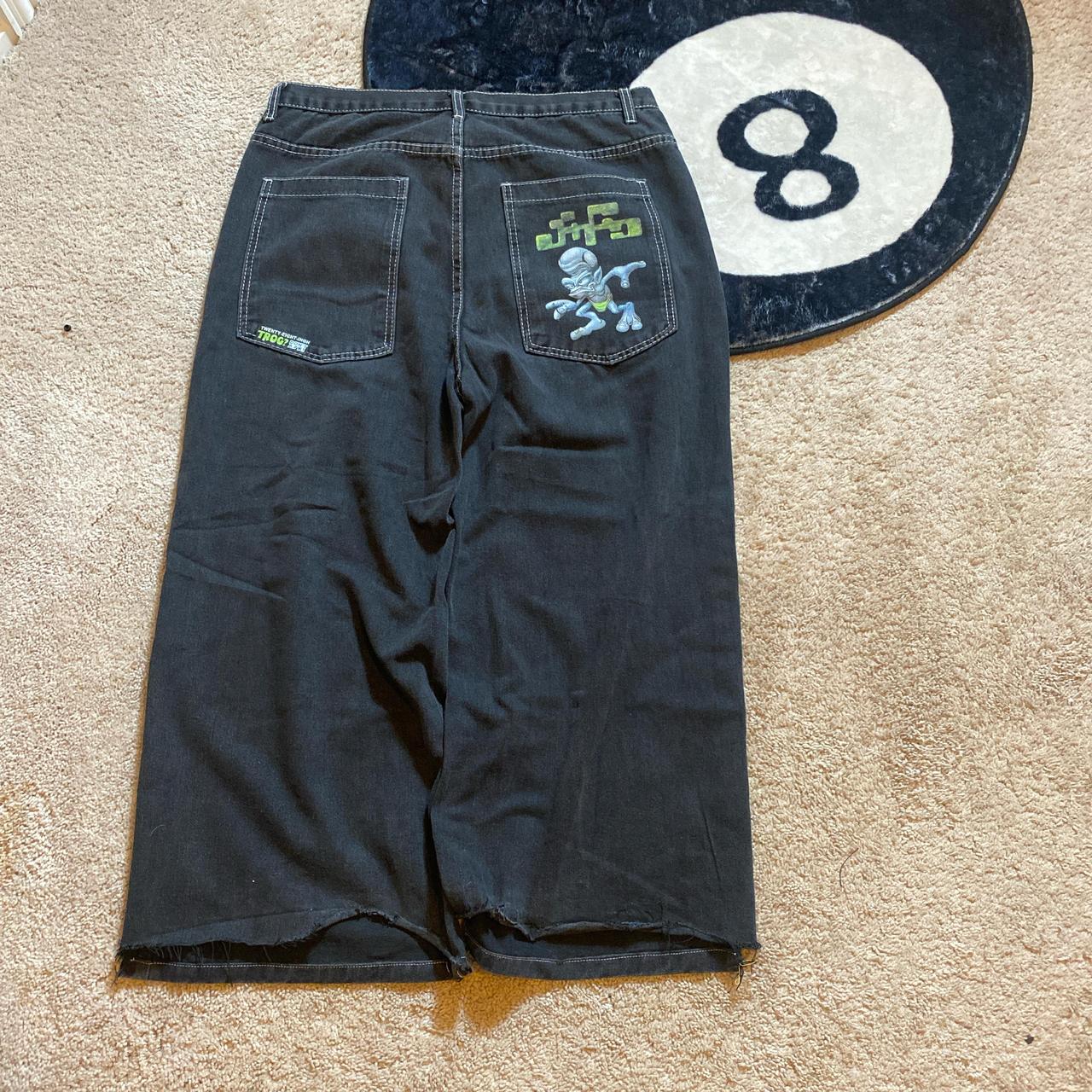 black JNCO baggy jeans green frog 11 inch leg... | Depop