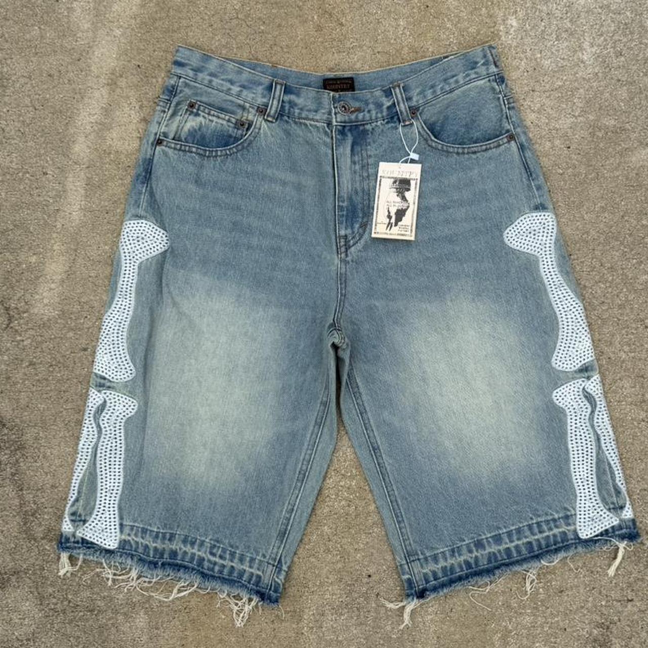 Extremely Baggy Skeleton Jorts size 34 fits like... | Depop