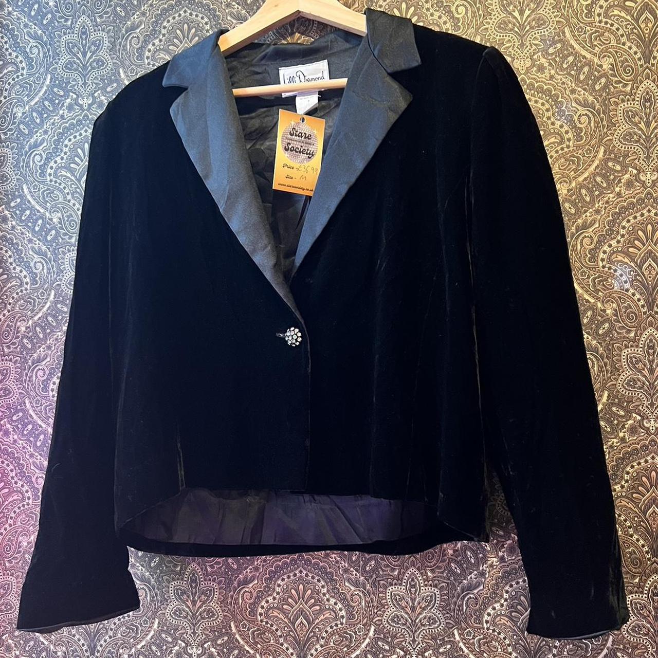 Gorgeous vintage black velvet blazer with diamond... - Depop