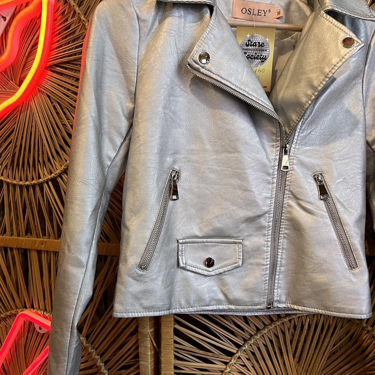 Fabulous silver metallic jacket in great preloved... - Depop