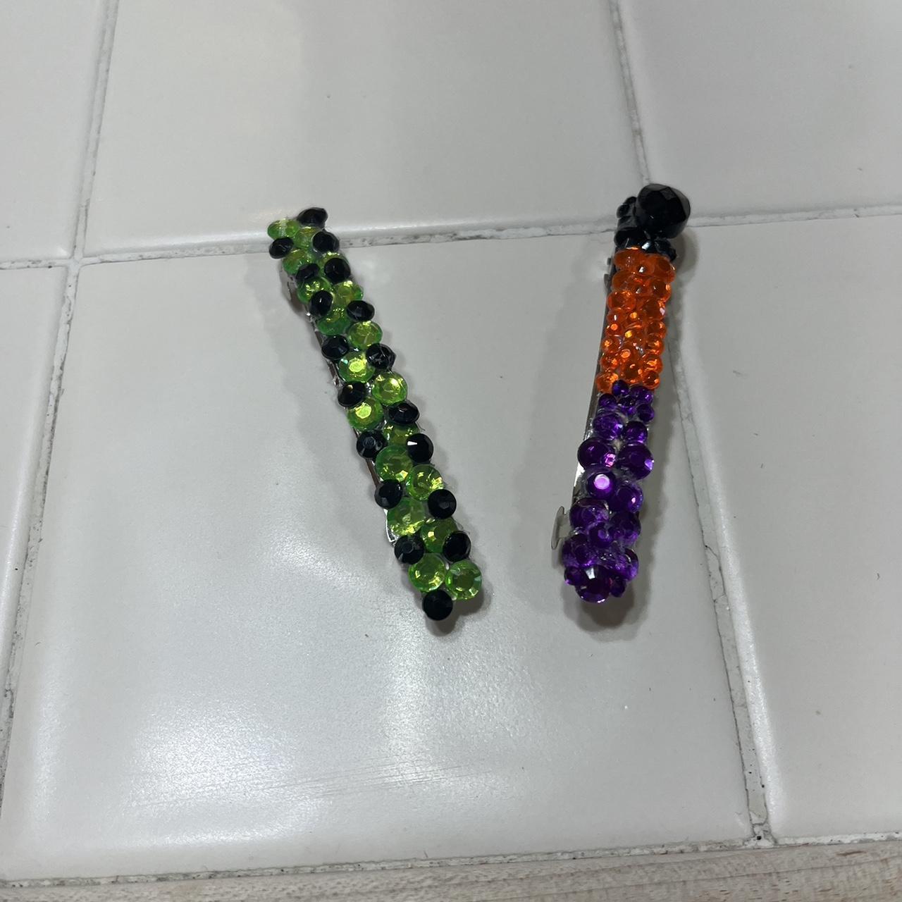 Handmade scene hair clips. Hand glued and only worn... - Depop