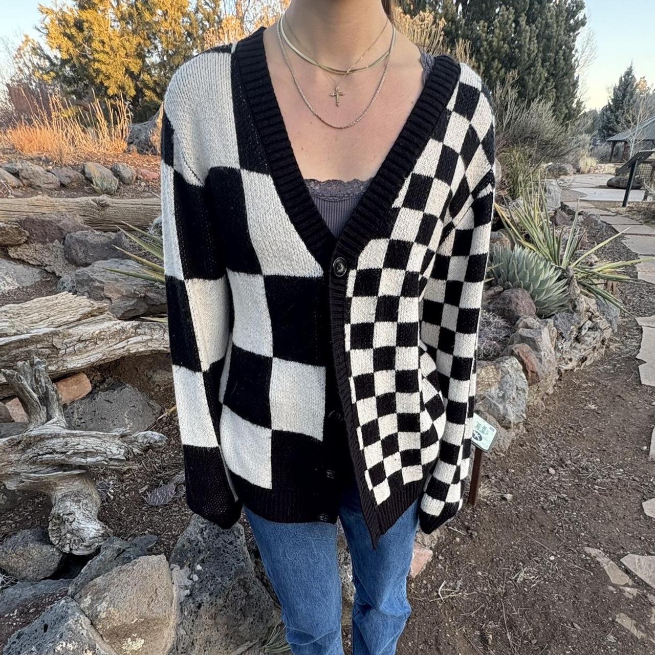 Pacsun checkered split design oversized cardigan. So... | Depop