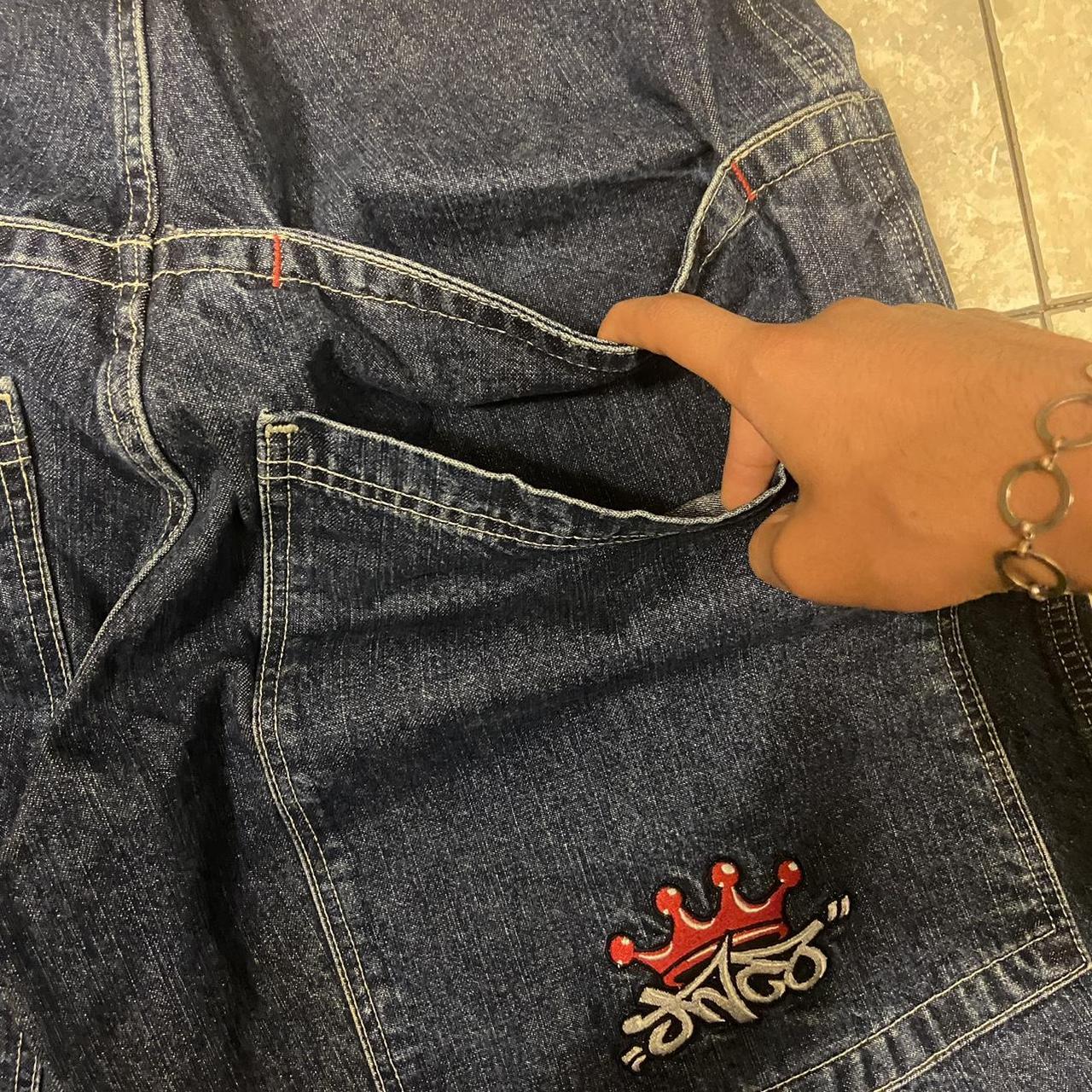 2000s JNCO red crown jeans double pockets on the... - Depop