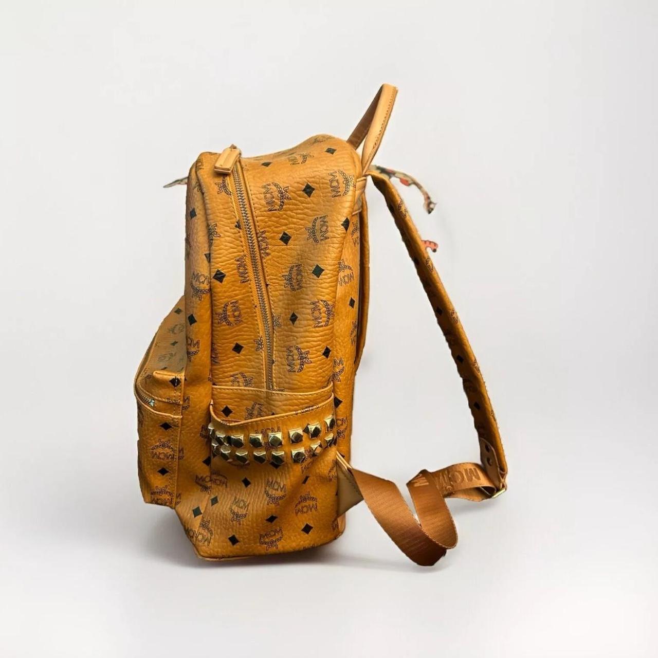 MCM Backpack Stud Detailing • Cognac/Brown • Size... - Depop