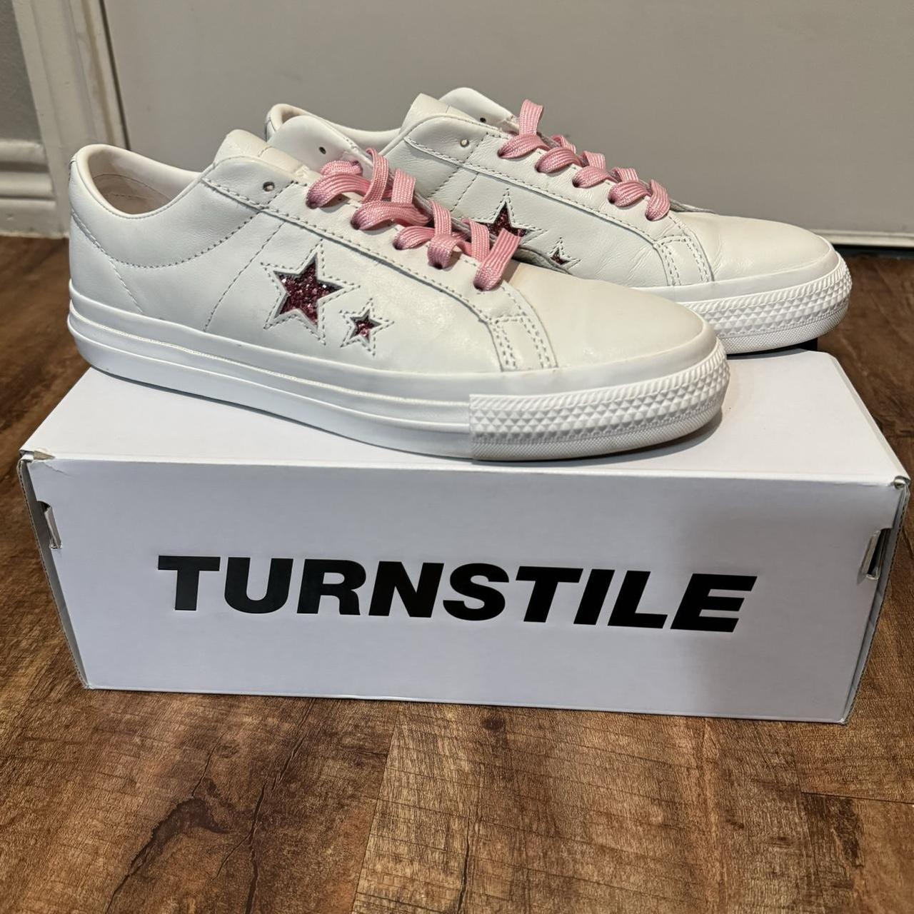 Converse x Turnstile One Star Pro Leather White/Pink... - Depop