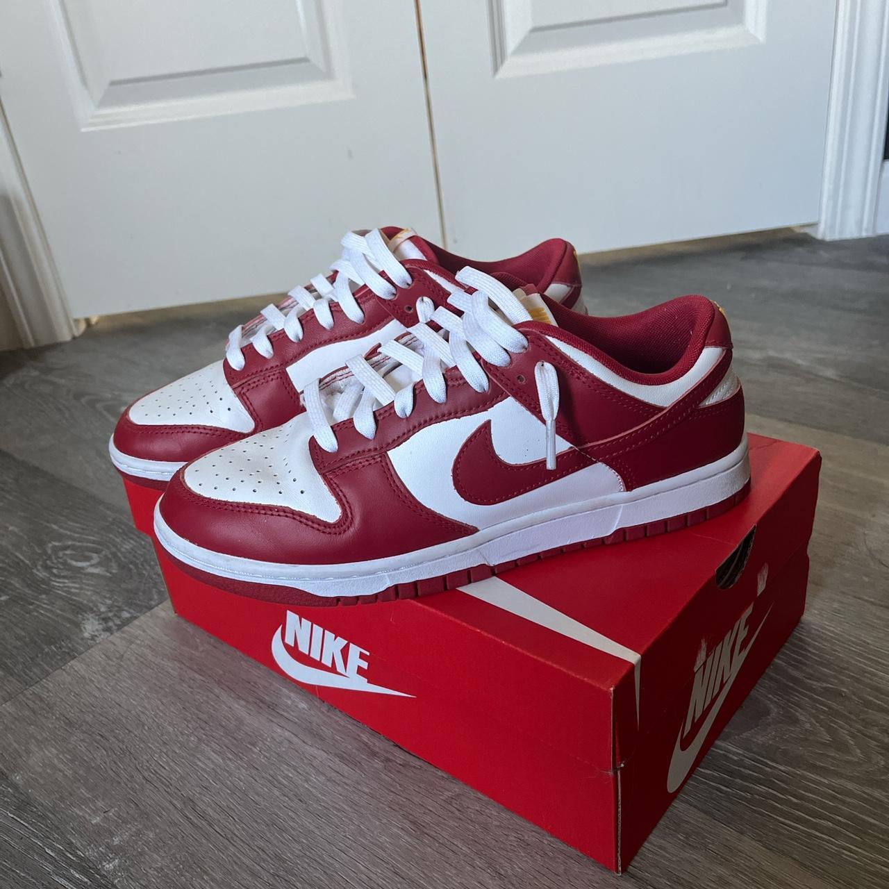 Barely worn usc dunks mens size 8.5 will fit a 9 - Depop