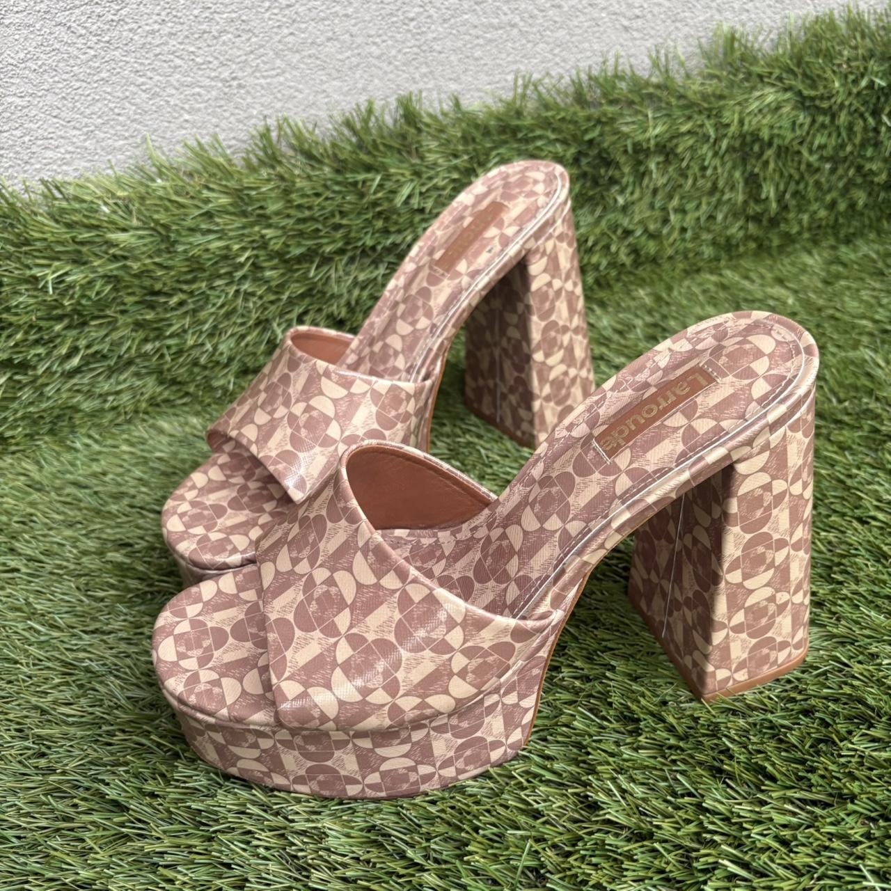 Larroude brown and tan patent leather platforms size... | Depop