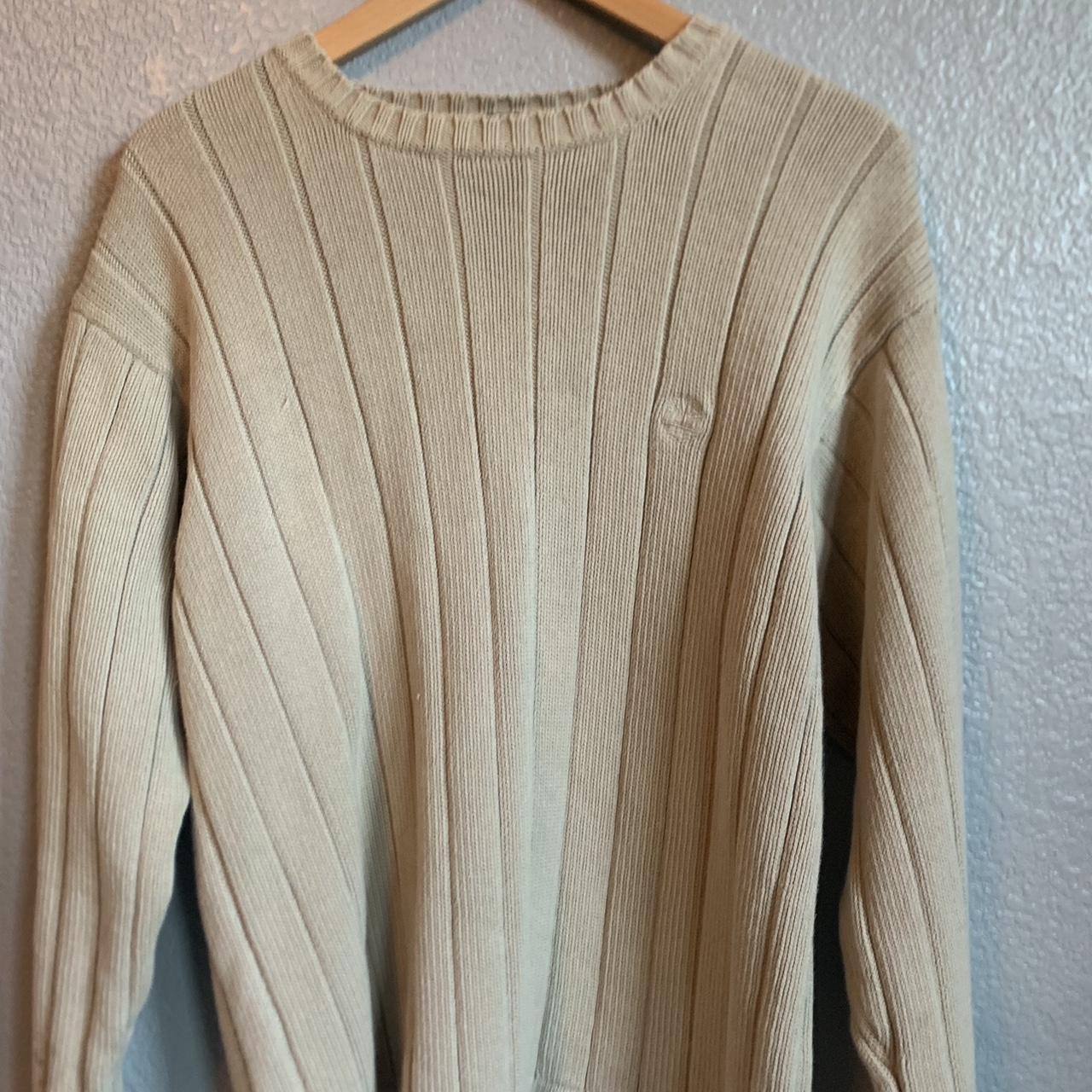 Medium cream/tan ribbed Timberland sweater - Depop
