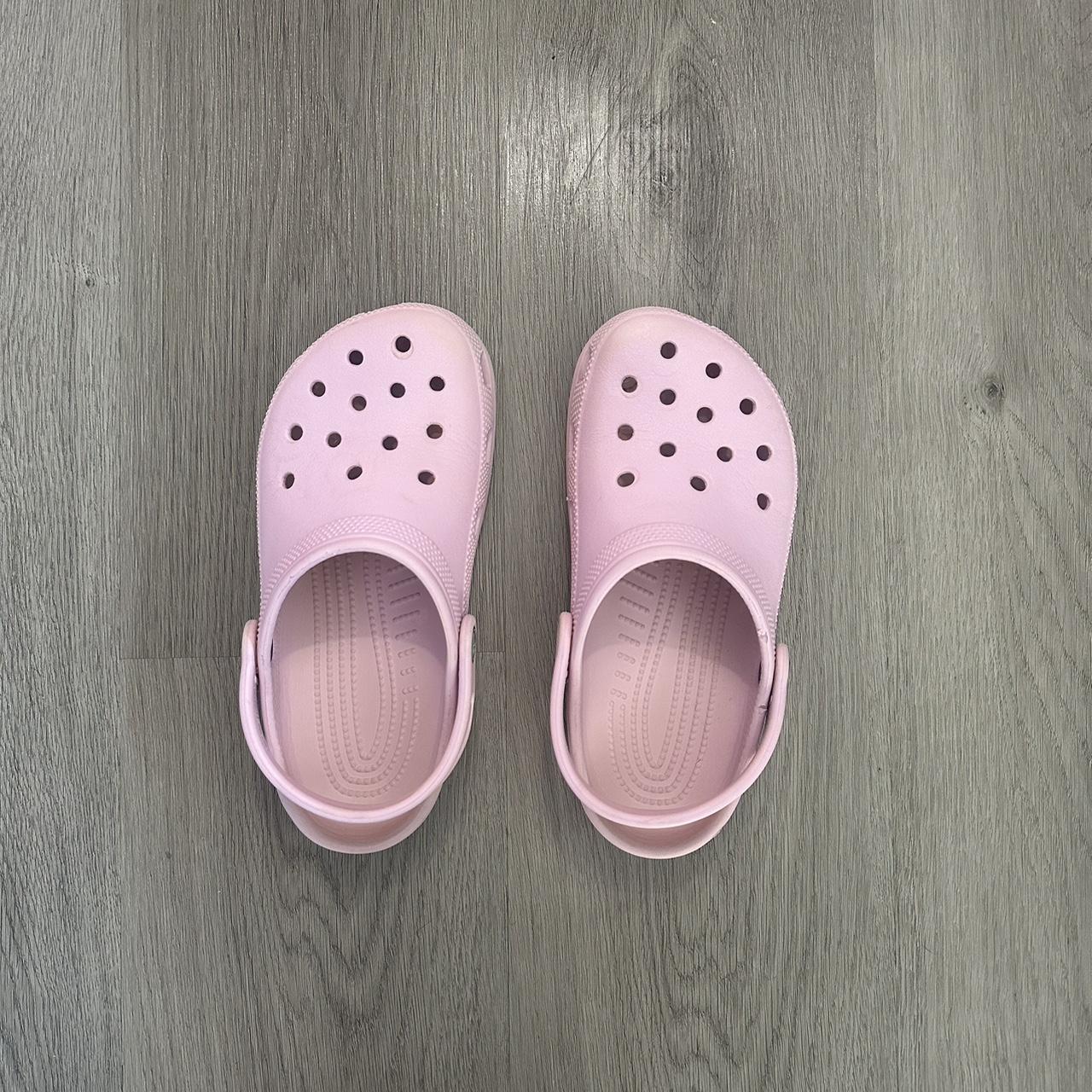 super cute pink crocs •size 5 in womens/size 3 in... - Depop