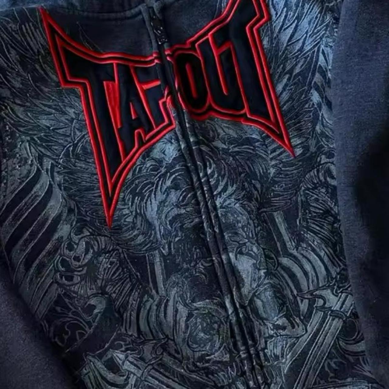 red tap out zip up hoodie straight from da... - Depop