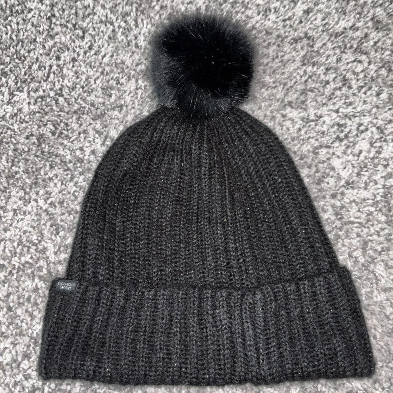 Victoria’s Secret beanie hat with puffball on top... | Depop