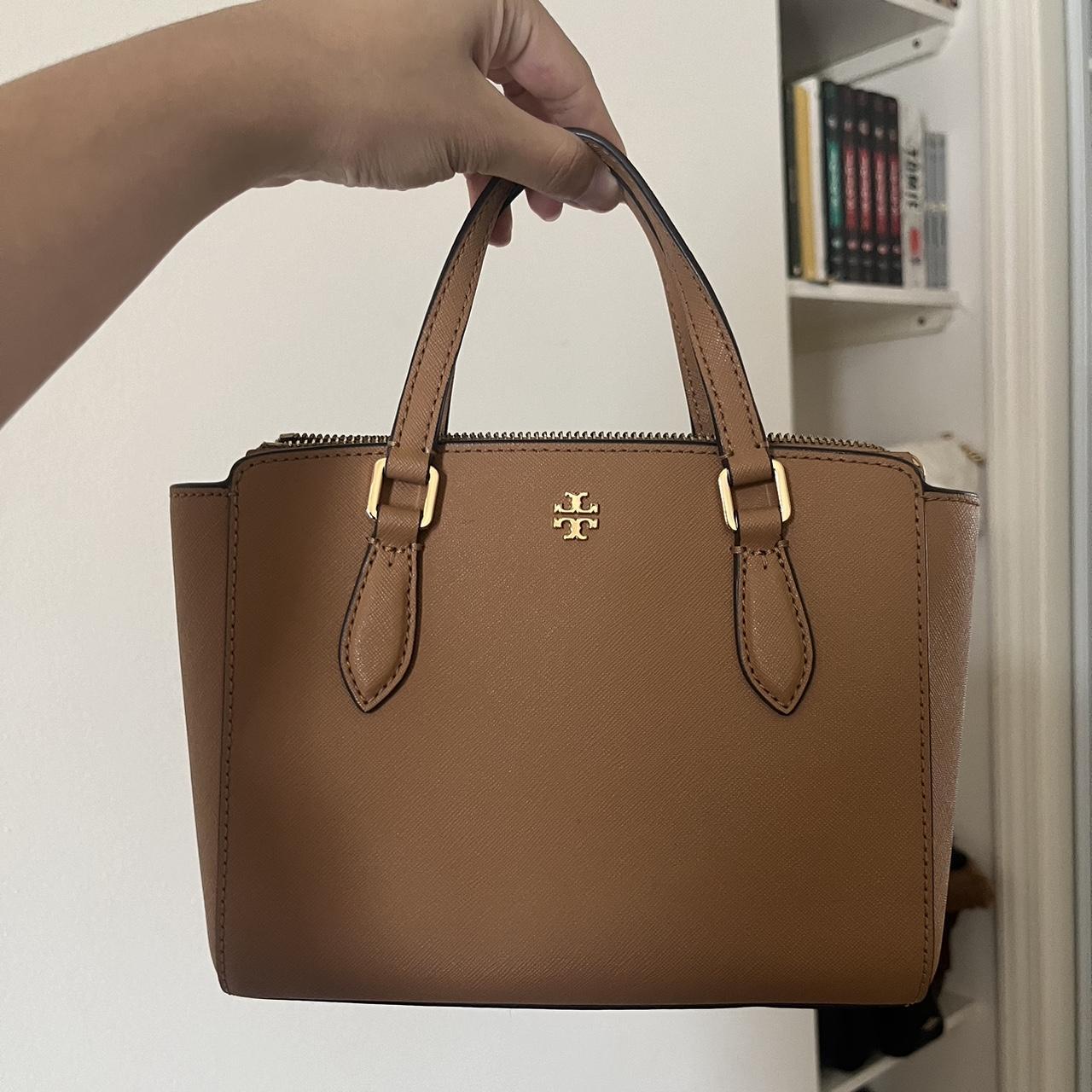 Tory Burch tan and gold handbag. Top handles and... - Depop