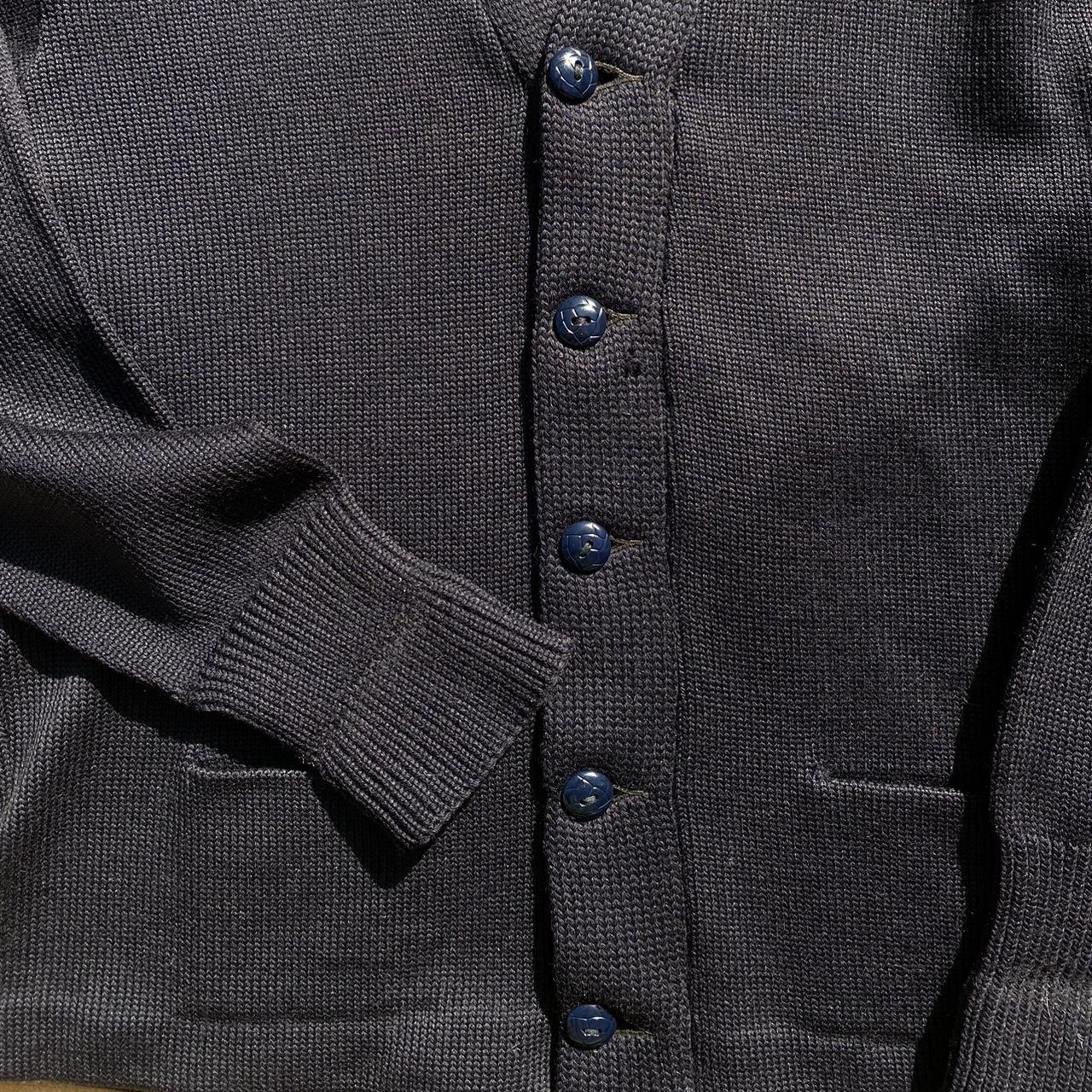 70s Heavy Wool College Style Cardigan - Depop