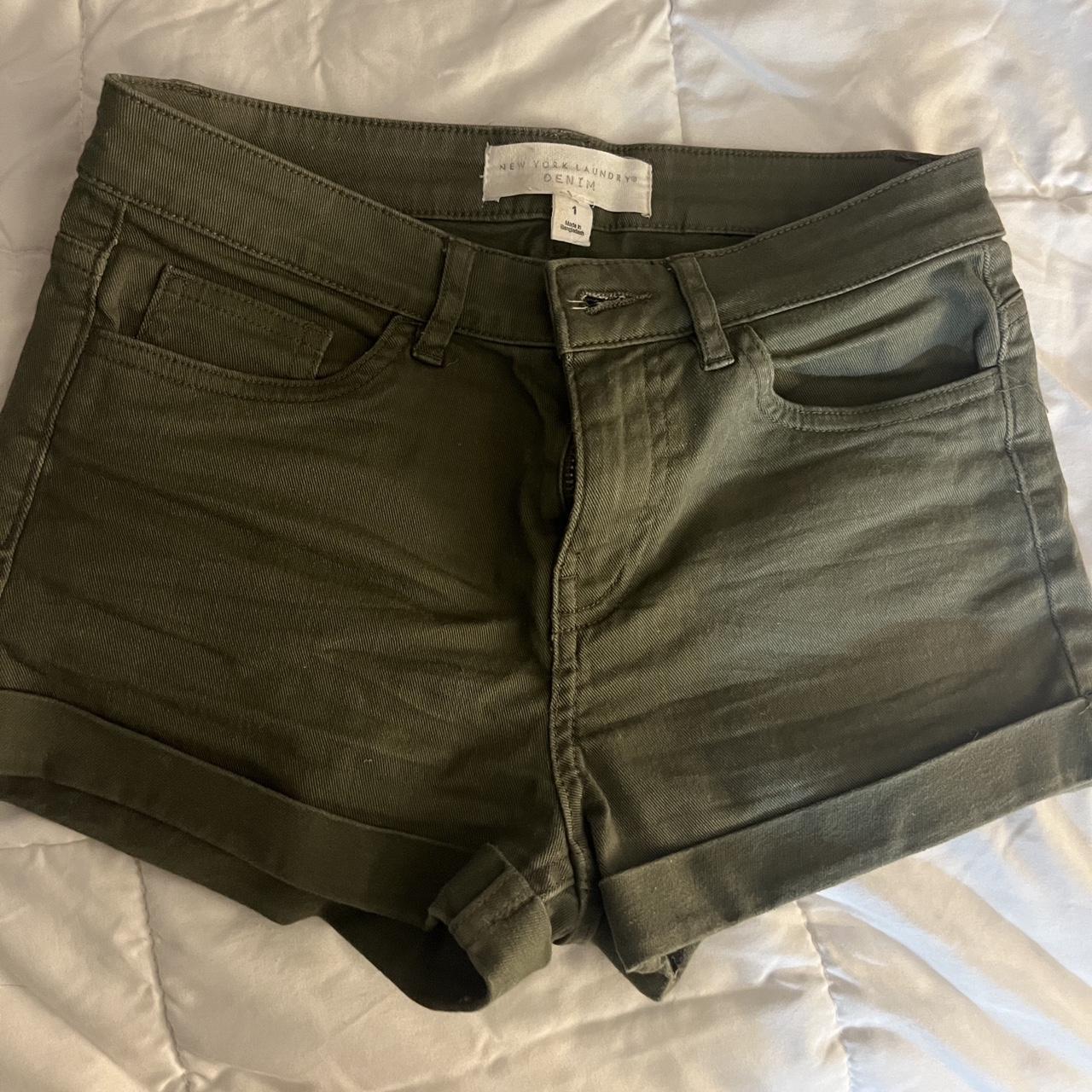 Size 1 dark green jean shorts No refund - Depop