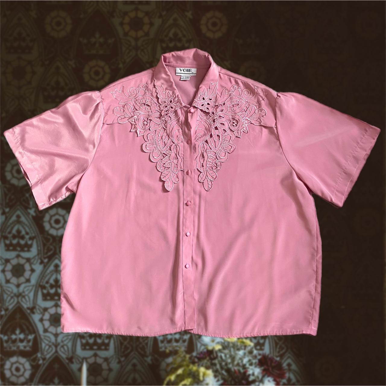 VTG 80’s Voir brand pink blouse with gorgeous... | Depop