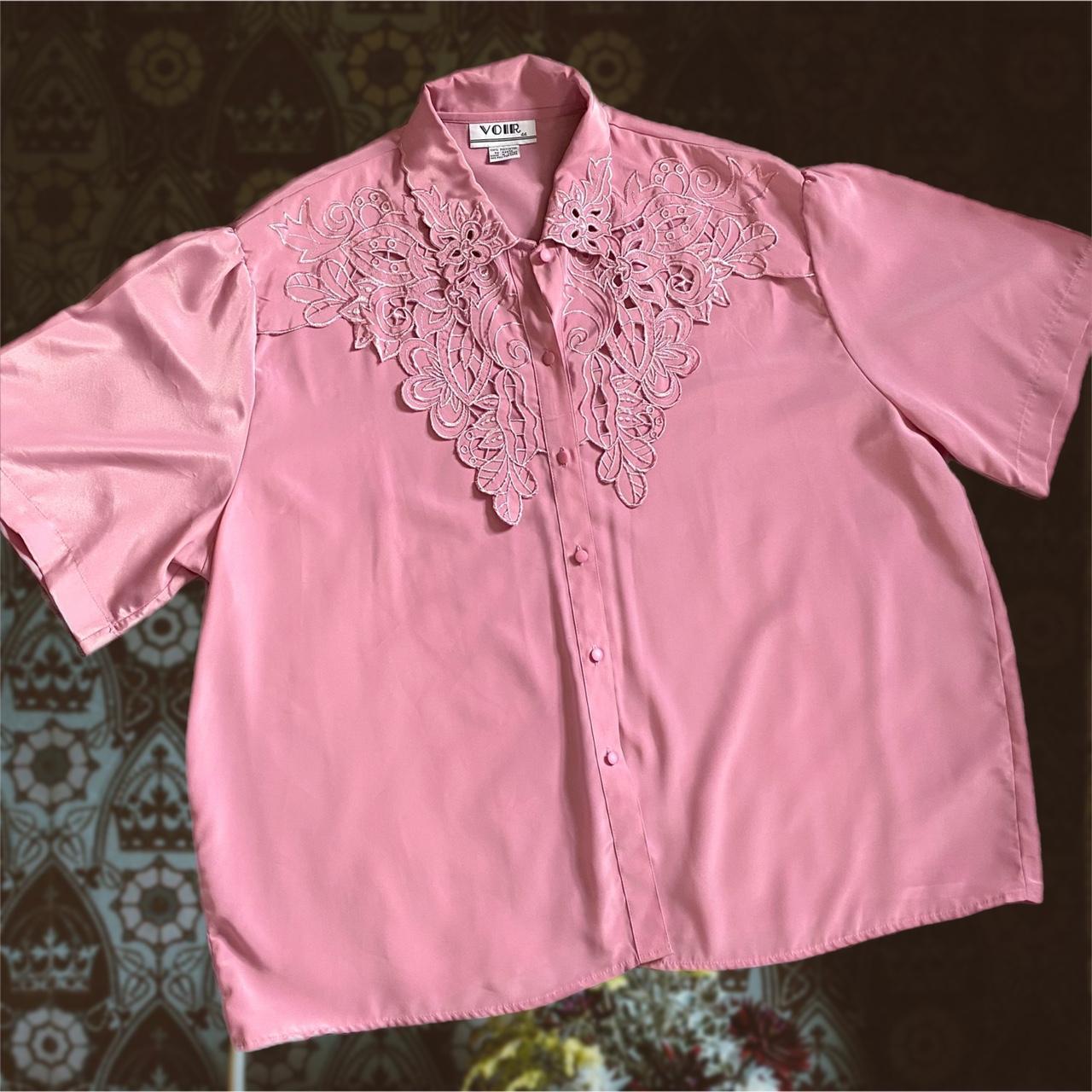 VTG 80’s Voir brand pink blouse with gorgeous... | Depop