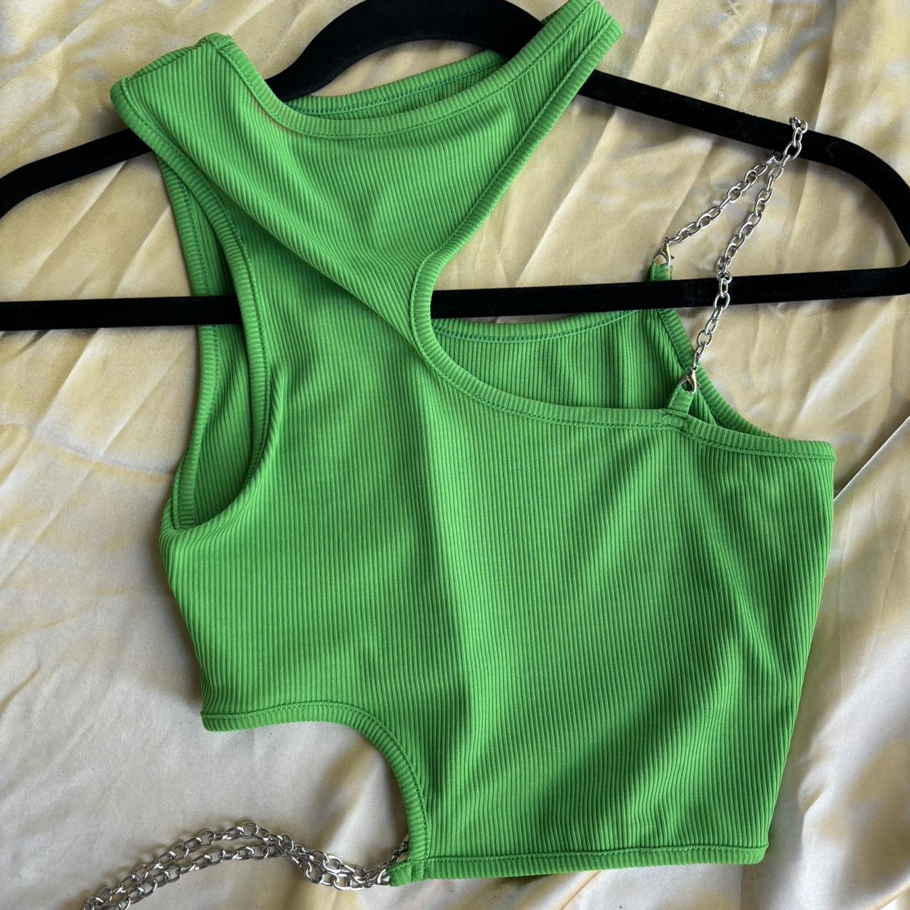Green cut out chain top #green #chain | Depop